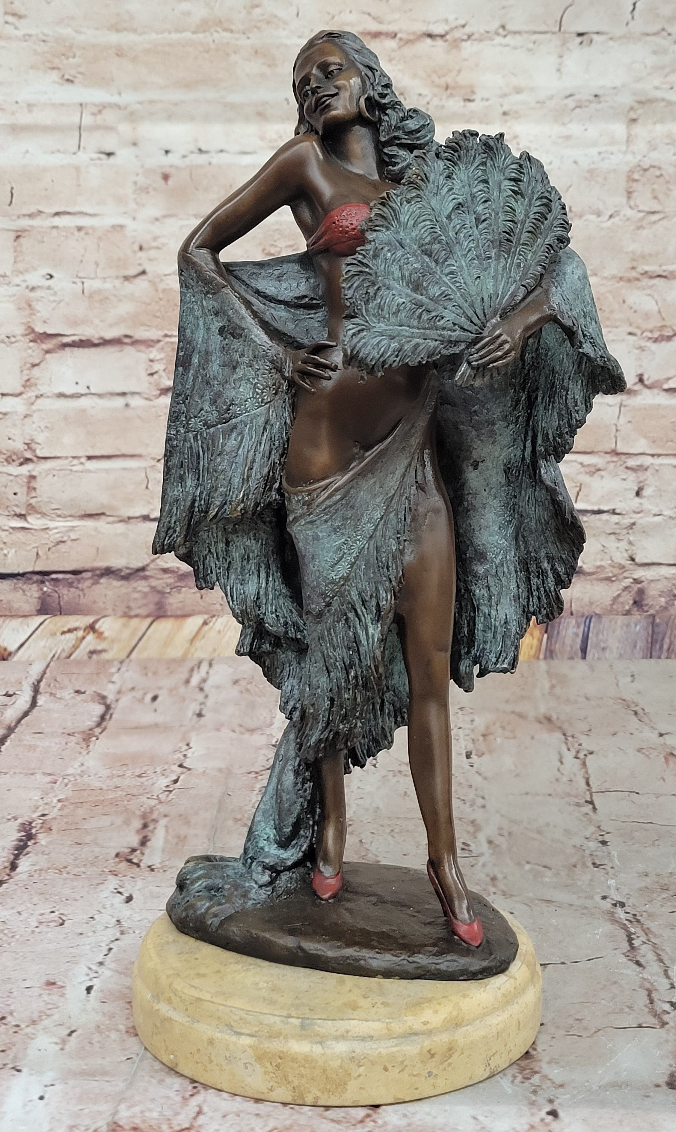 Red Barrel Studio® Elegant Burlesque Dancer Bronze Sculpture with ...