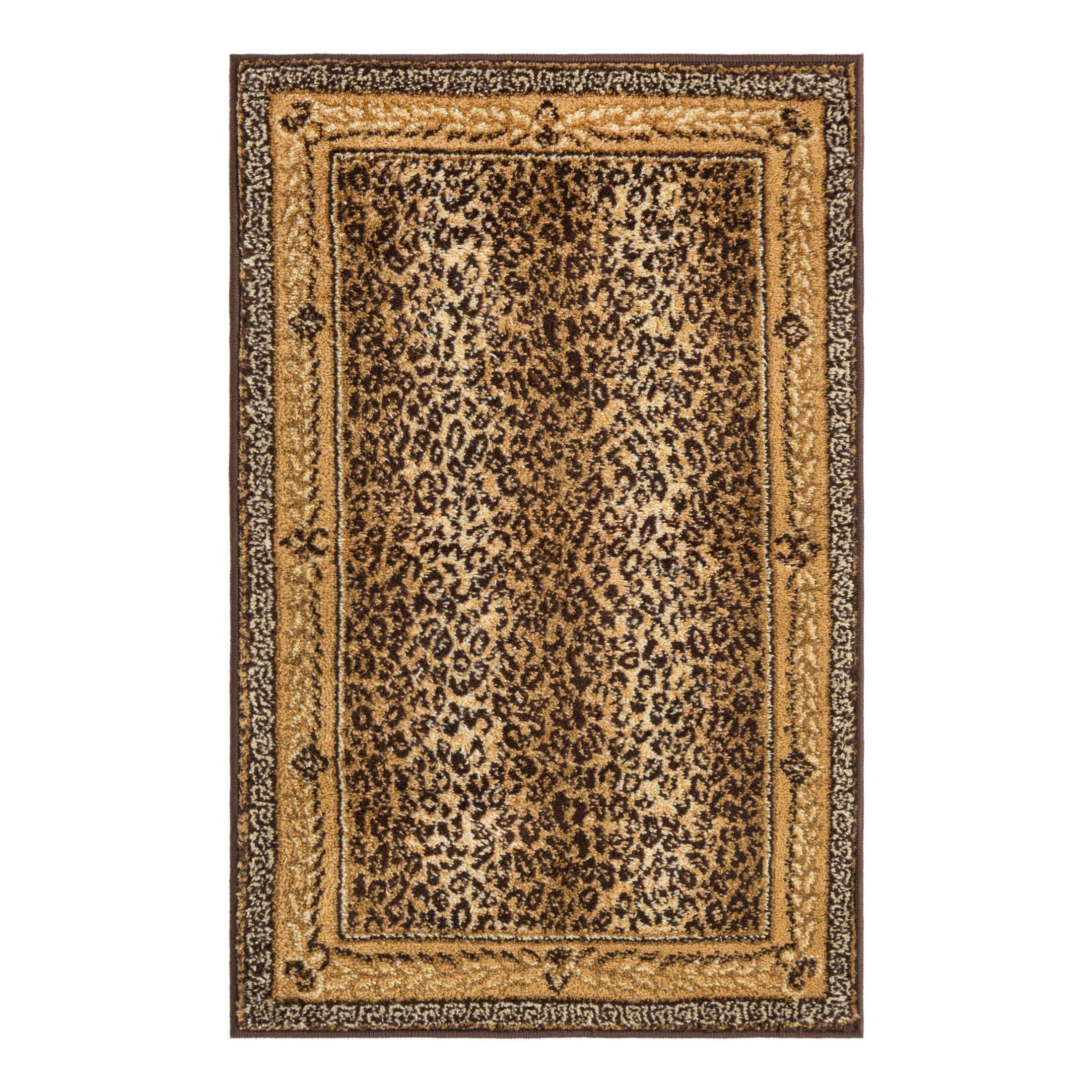 Unique Loom Animal Print Machine Woven Polypropylene Area Rug in Brown ...