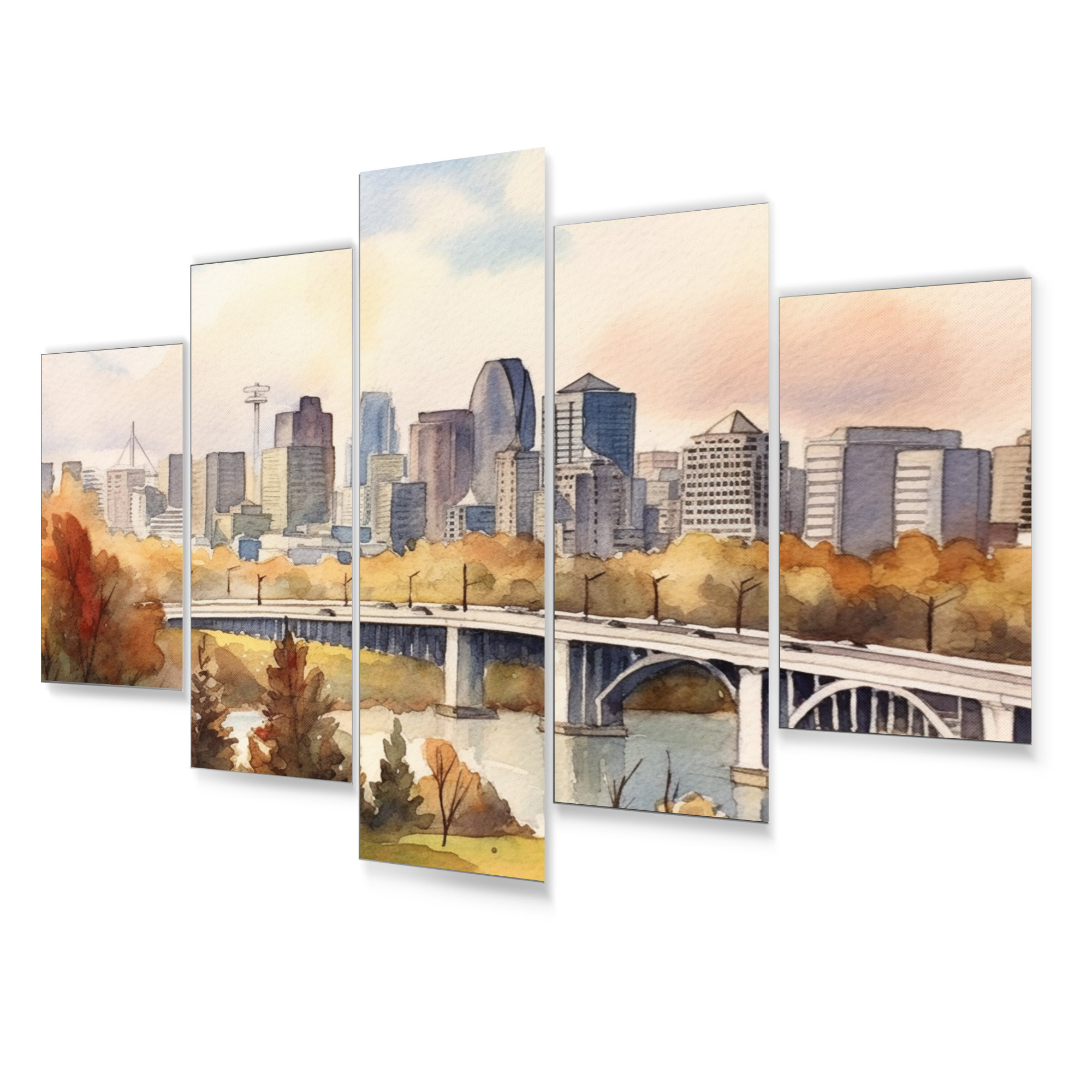 Design Art Edmonton Landscape - Canadian Metal Art Print Set | Wayfair