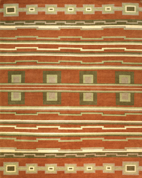 New Moon Rugs Mesa Southwestern Hand-Knotted Wool Area Rug in Burnt ...