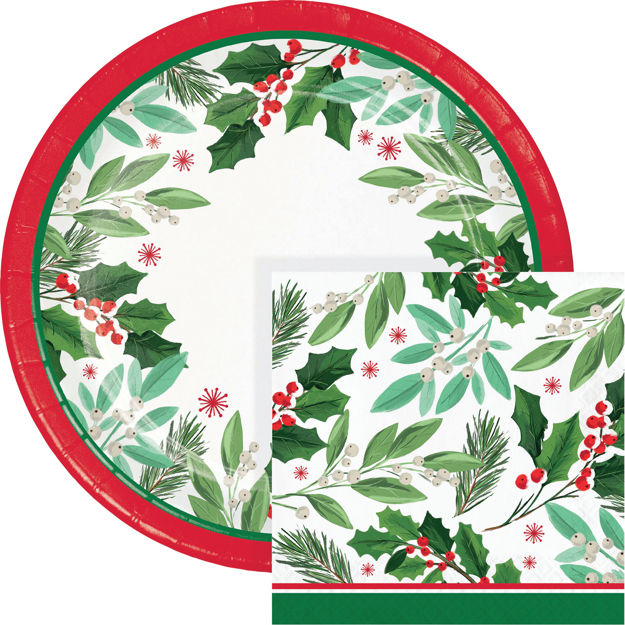 Creative Converting Holly Jolly Christmas Dinner Paper Plates and ...