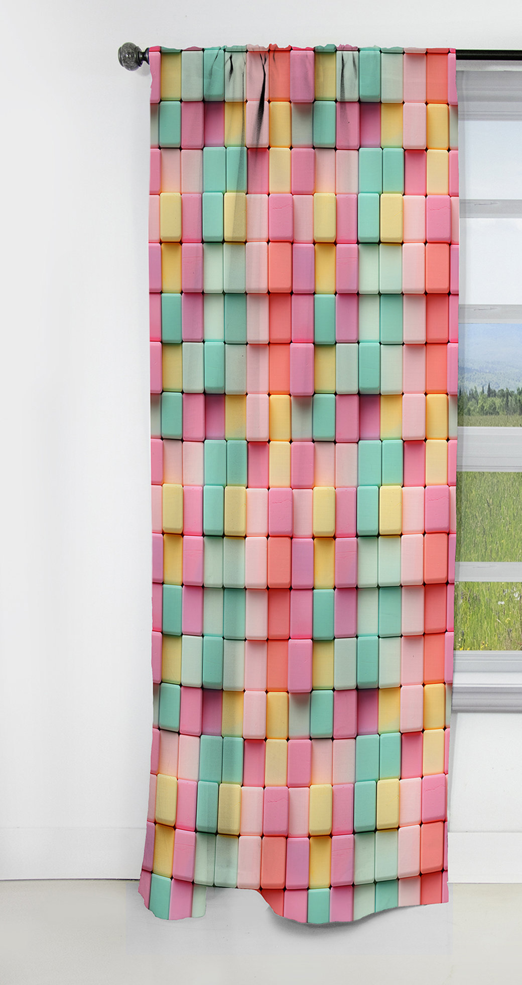 Design Art Popart Candyland Blocks I - Stripped Curtain - Blackout ...