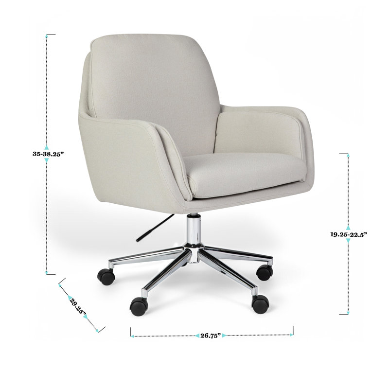 Martha Stewart Clara Upholstered Swivel Home Office Chair With Double ...