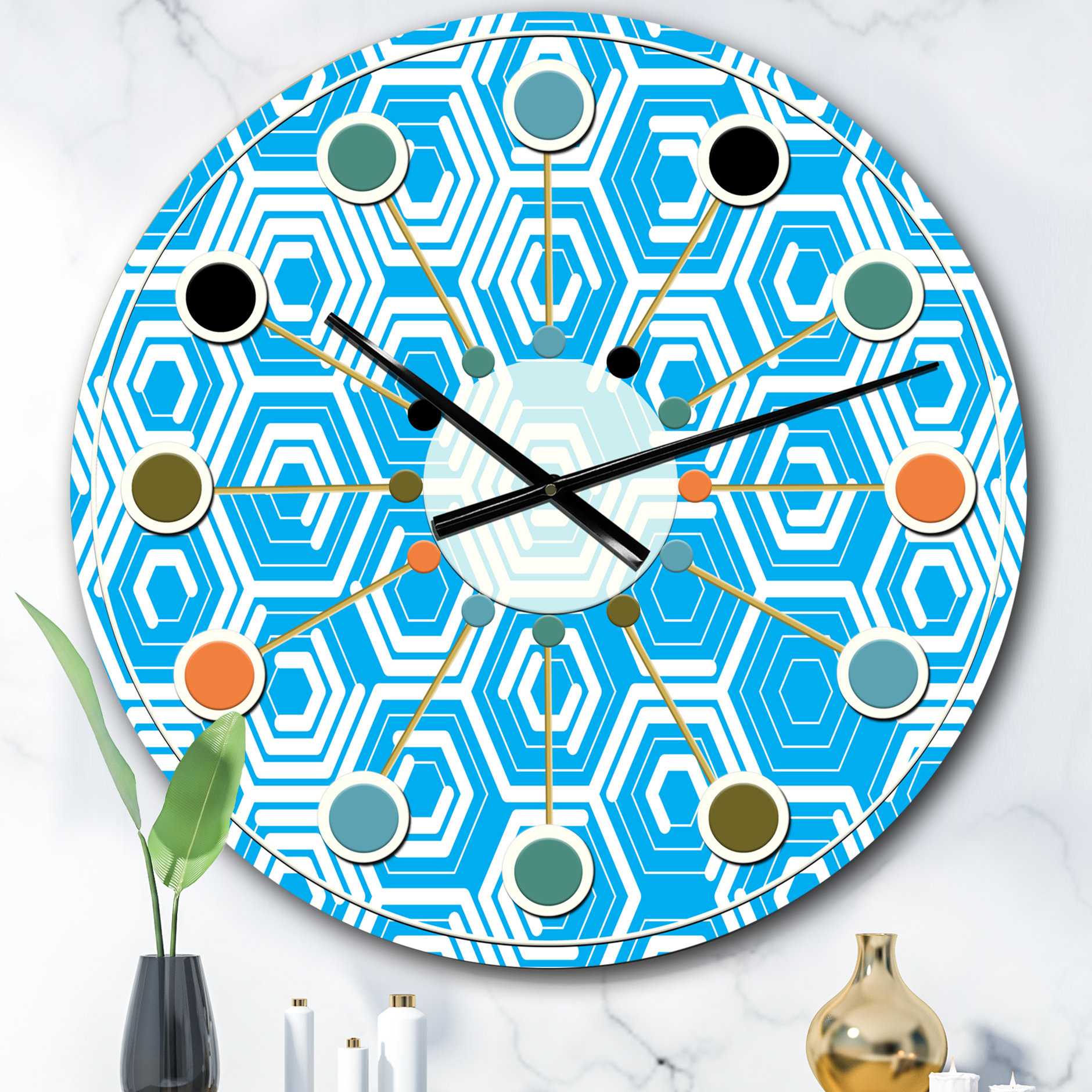 East Urban Home Retro Hexagon Pattern VII - Mid-Century Modern wall ...