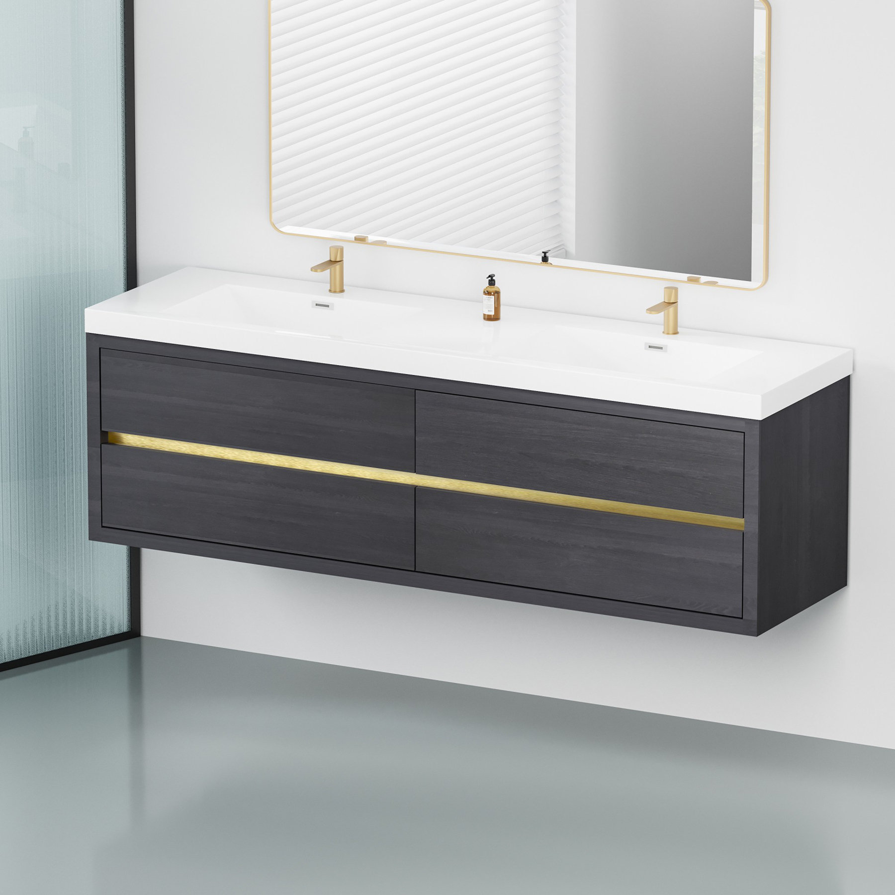 CRS APPLIANCES, 72" Wall-Mounted Bathroom Vanity with Sink, Floating ...