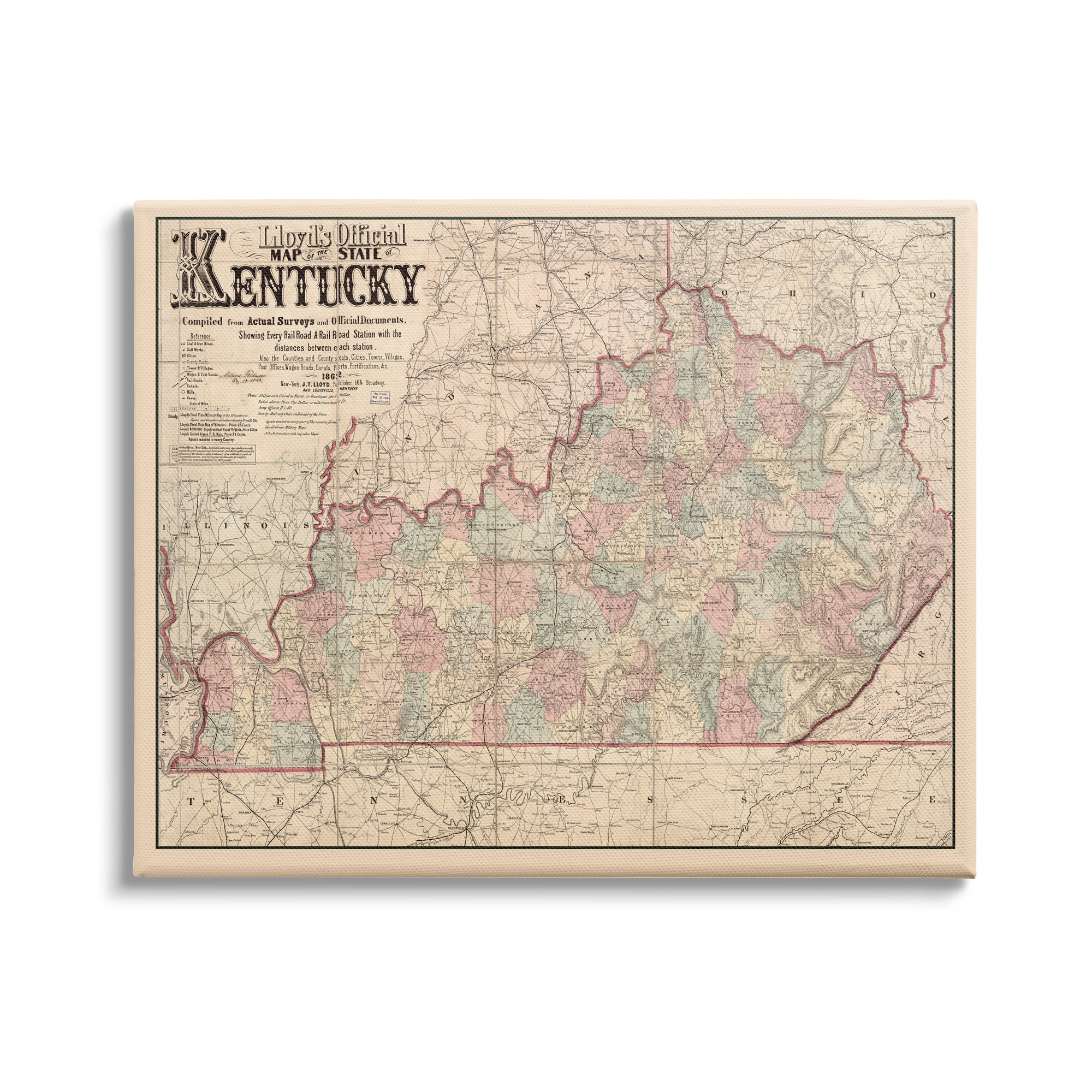 Stupell Industries Historic Kentucky Southern US State Map Vintage ...