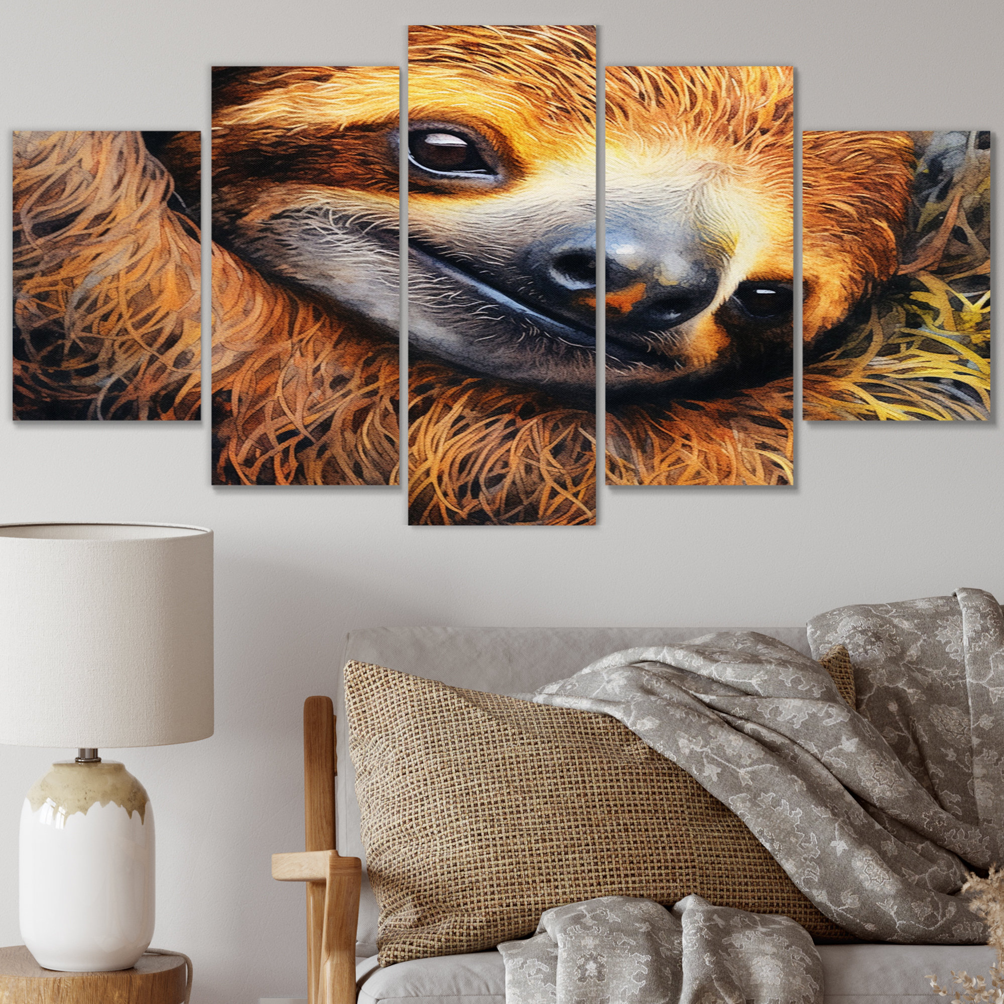 Bungalow Rose Tree Dwelling Sloth I - Sloth Metal Art Print Set ...