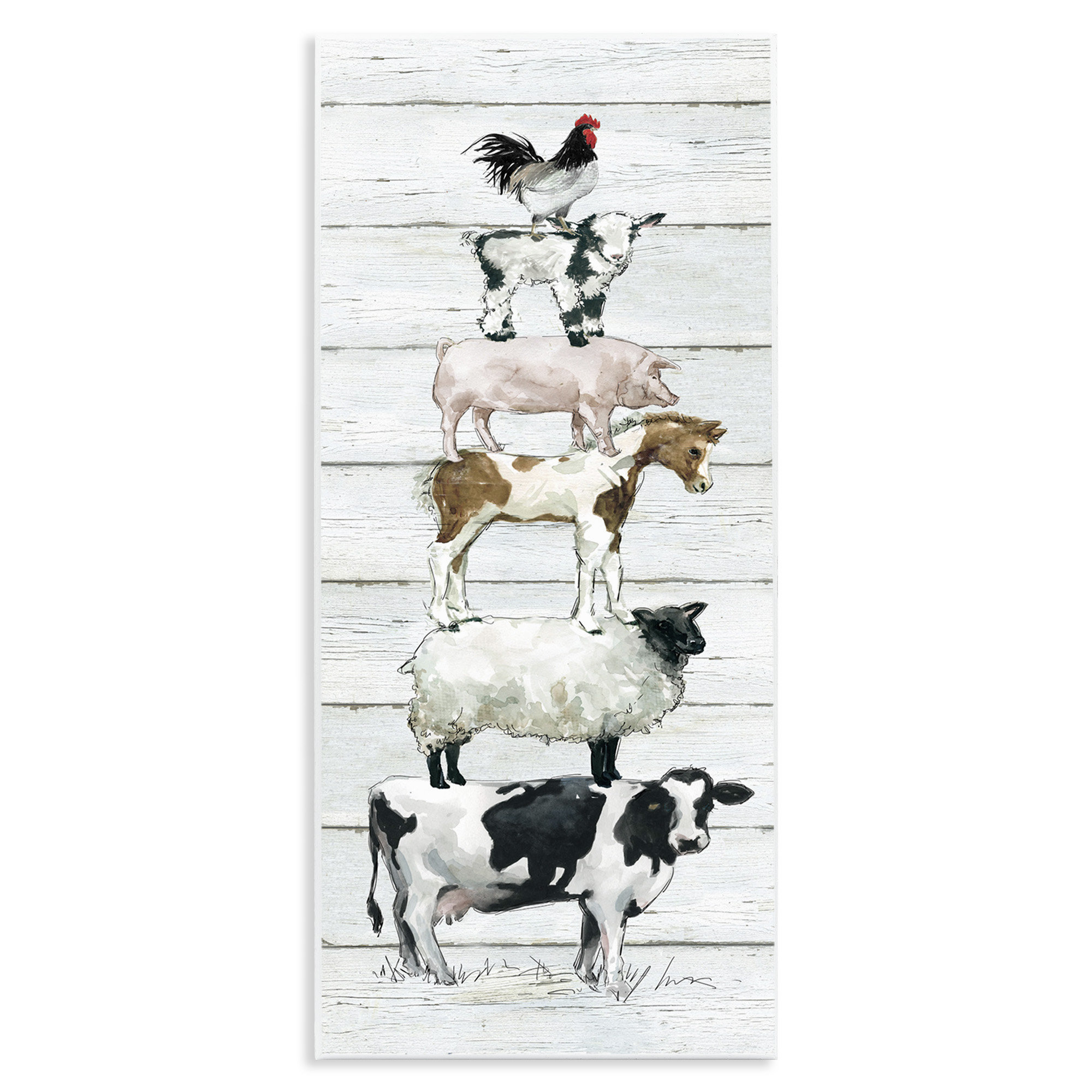 Stupell Industries Country Farm Animal Stack Cow Sheep Pig Rooster by ...