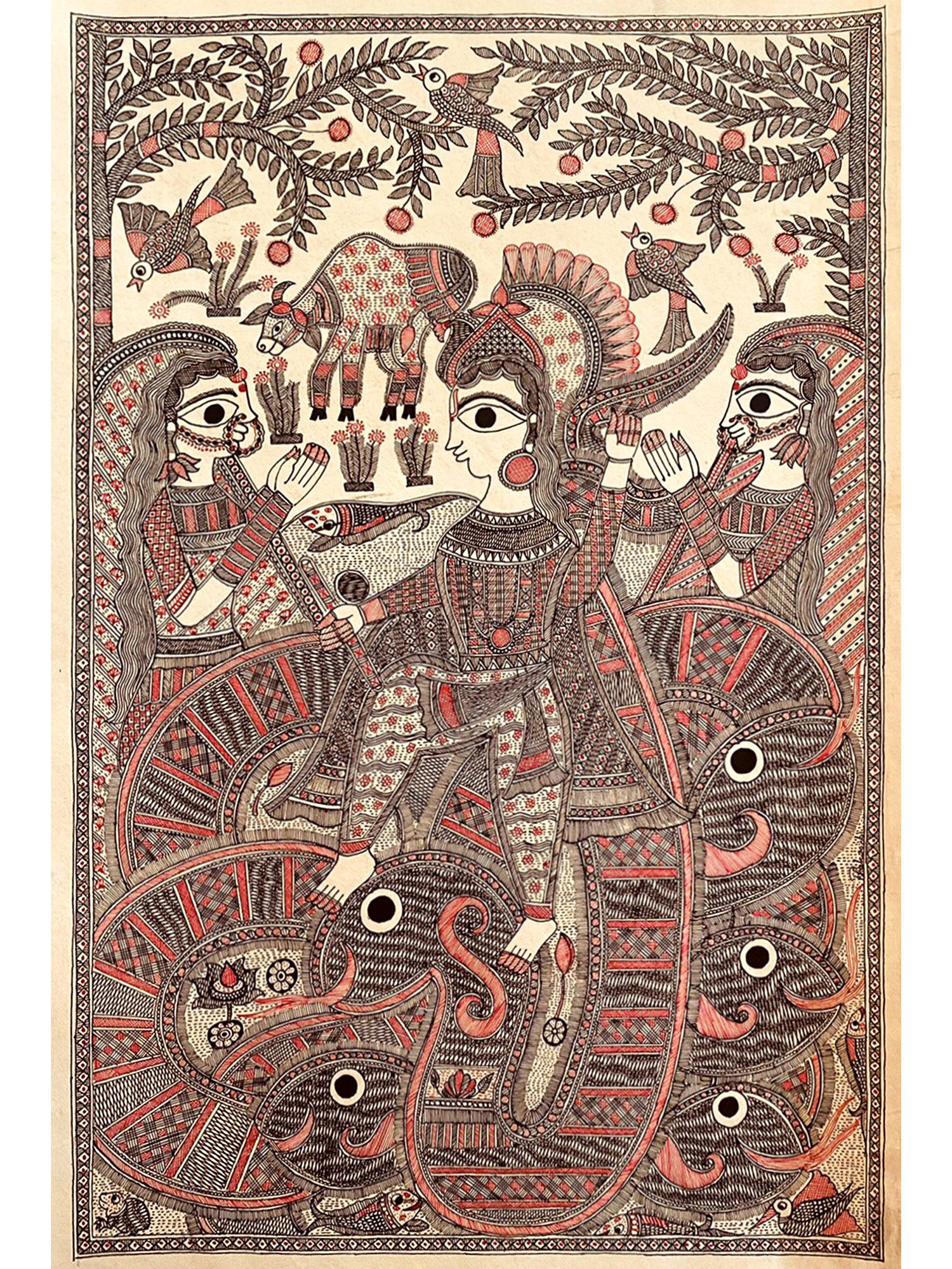 Exotic India Kaliya Daman | Acrylic On Handmade Paper | By Priti ...