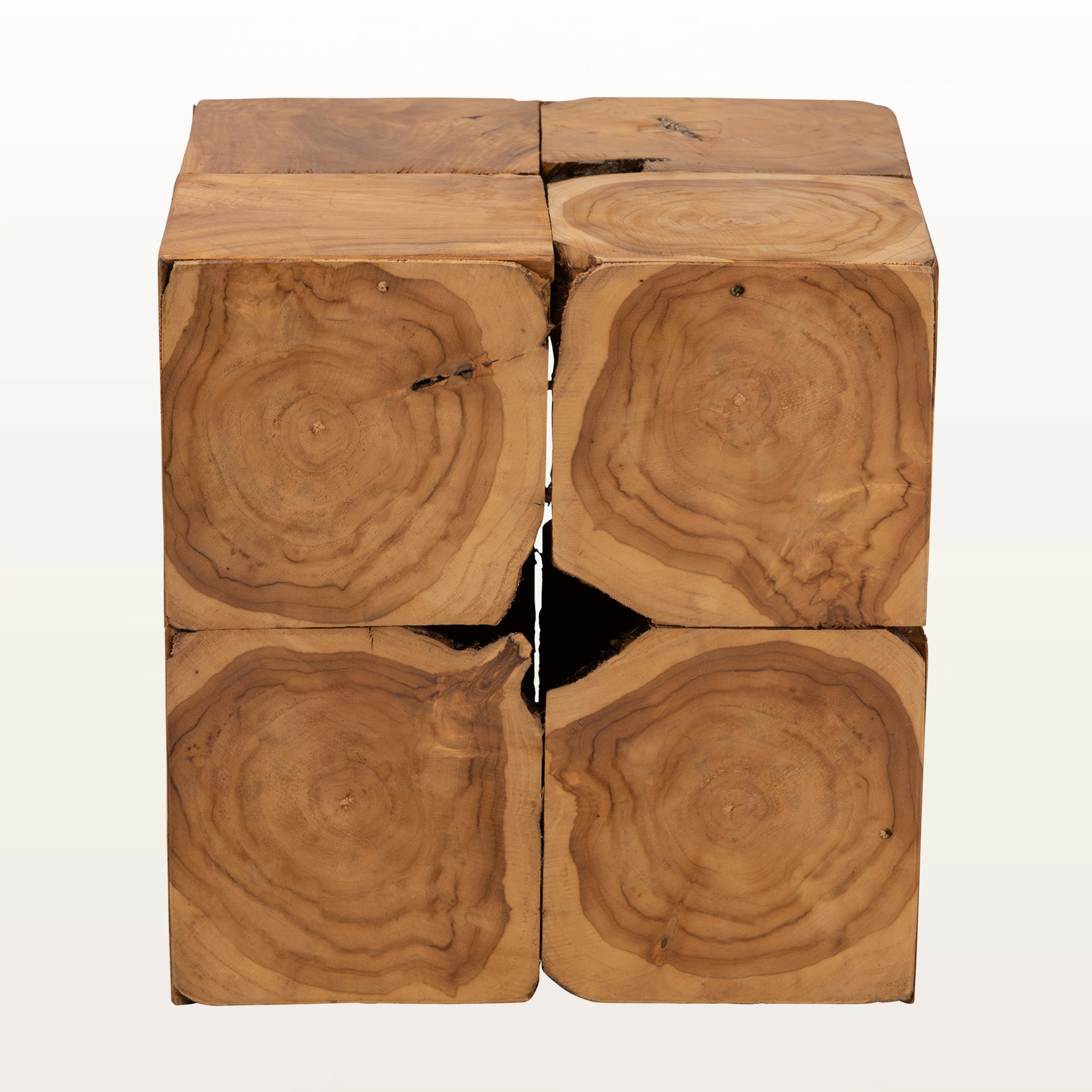 Millwood Pines Ellar Natural Brown Teak Root End Table in Rustic ...