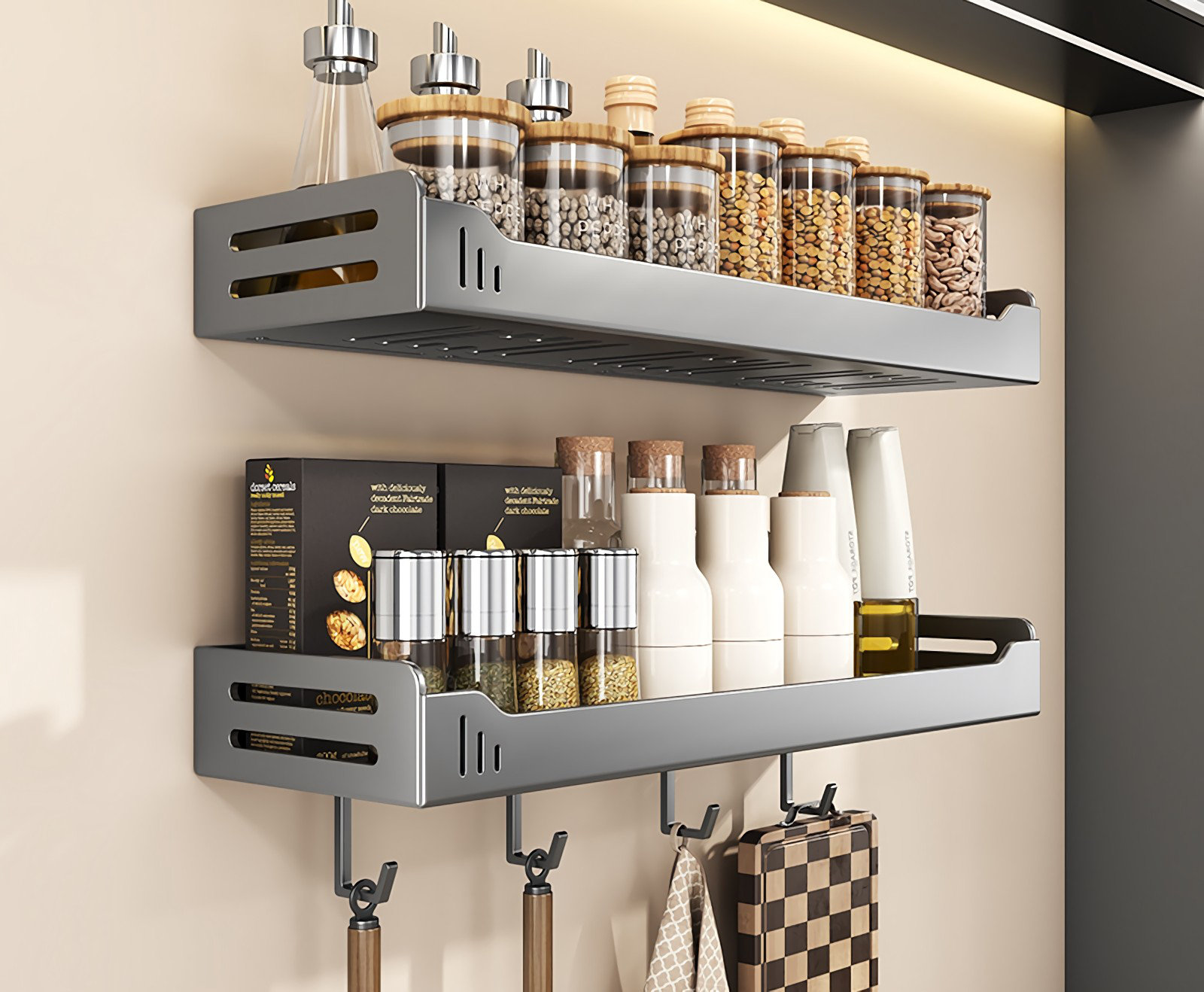Prep & Savour Wall-Mounted Kitchen Organizer For Spice Storage Without ...