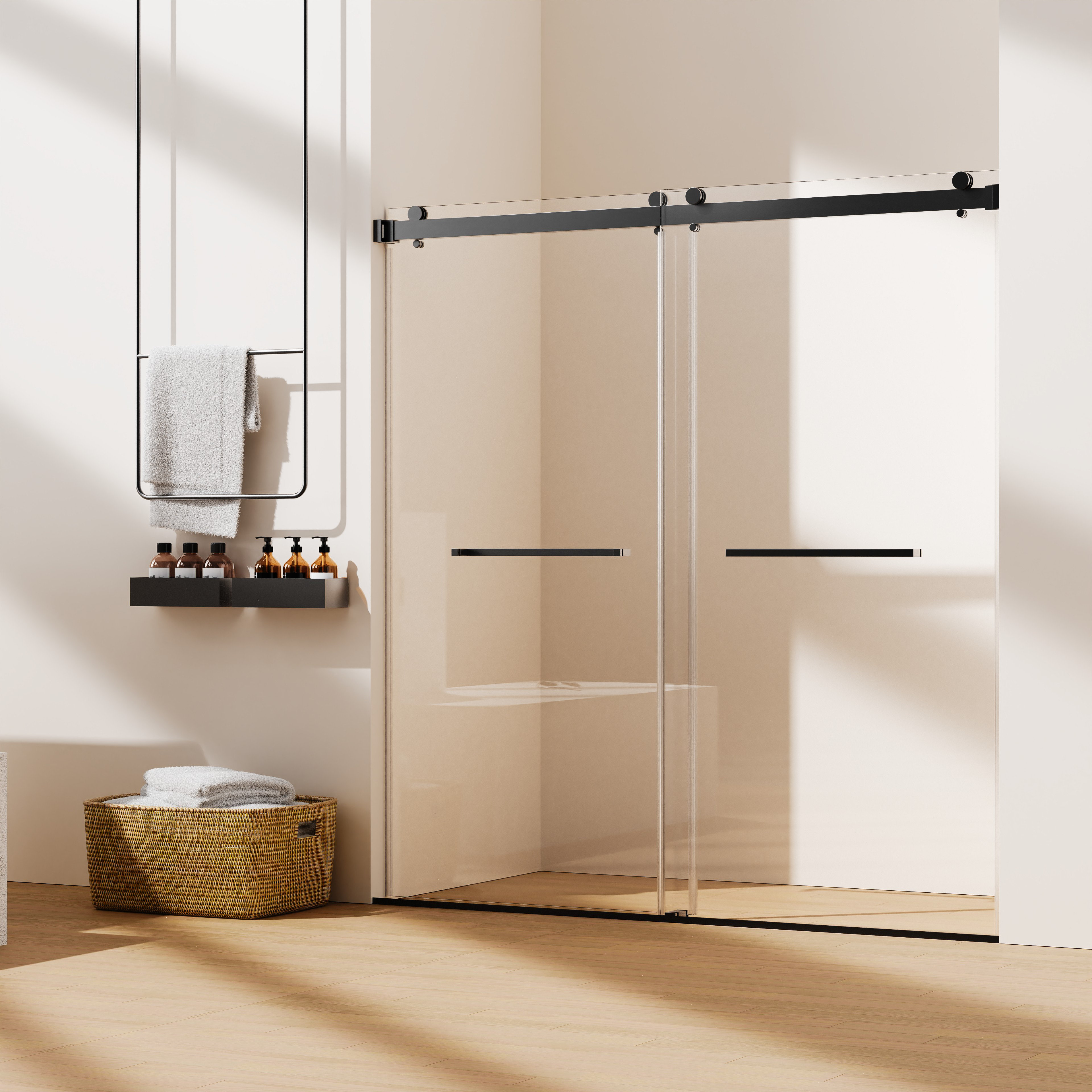 Arch Glass Designs 68-72-inch*76-inch Double Slide Closing Shower Door ...