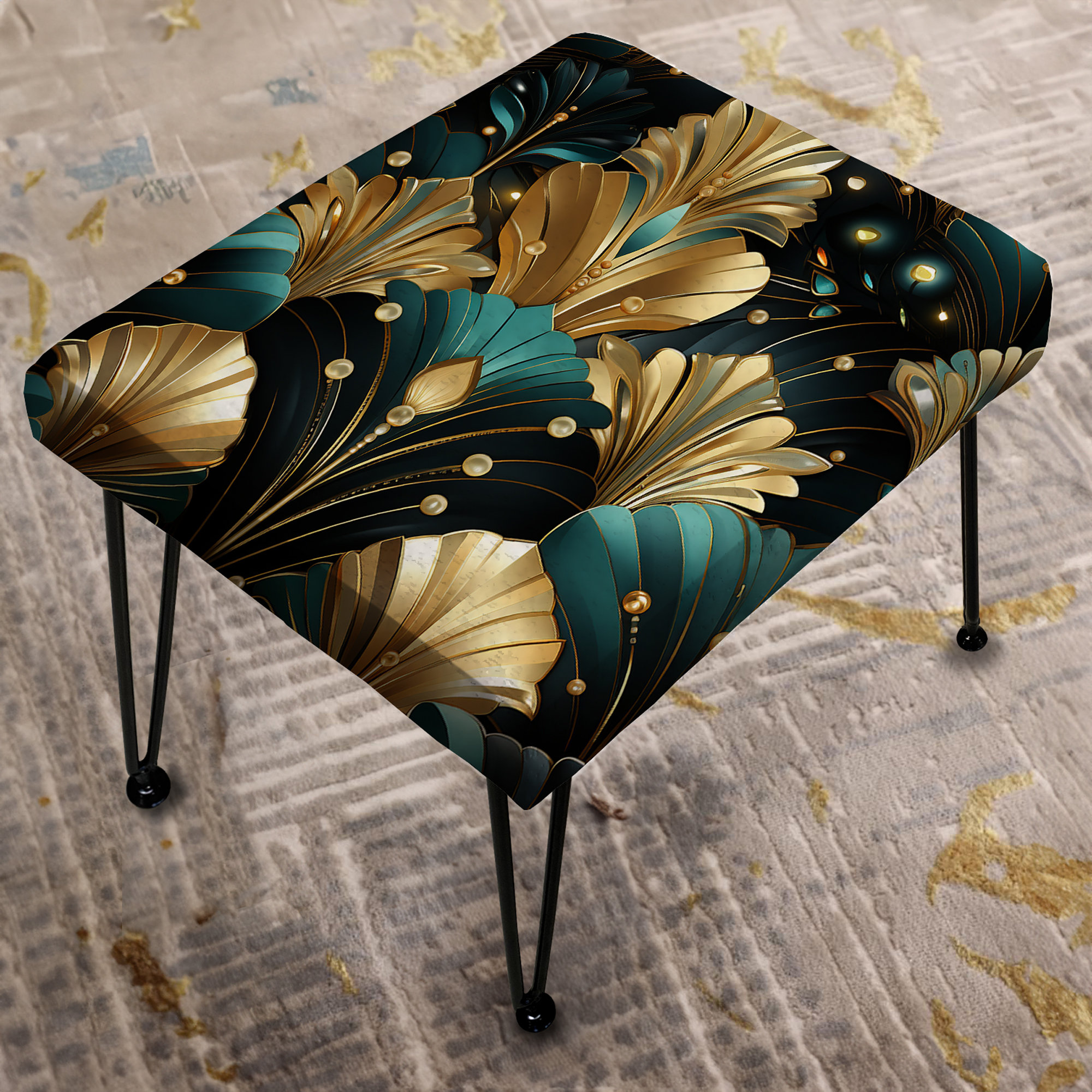Design Art Rich Gold And Emerald Art Deco Glam Pattern - Damask ...