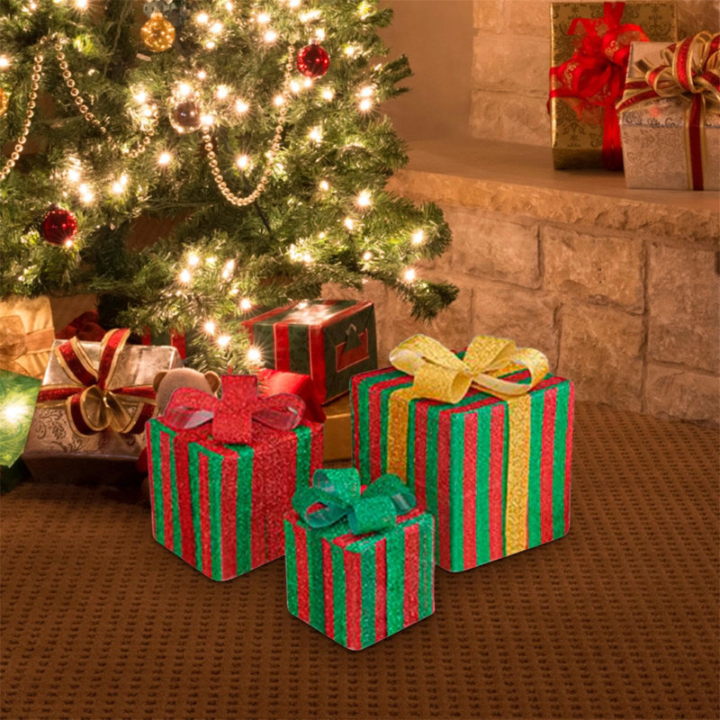 The Holiday Aisle® 3X Christmas Lighted Gift Boxes | Wayfair