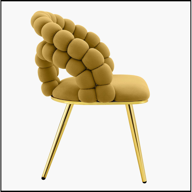 Mercer41 Set Of 4 Yellow Puffy Bubble Chair Ball Chain Chair Velvet ...