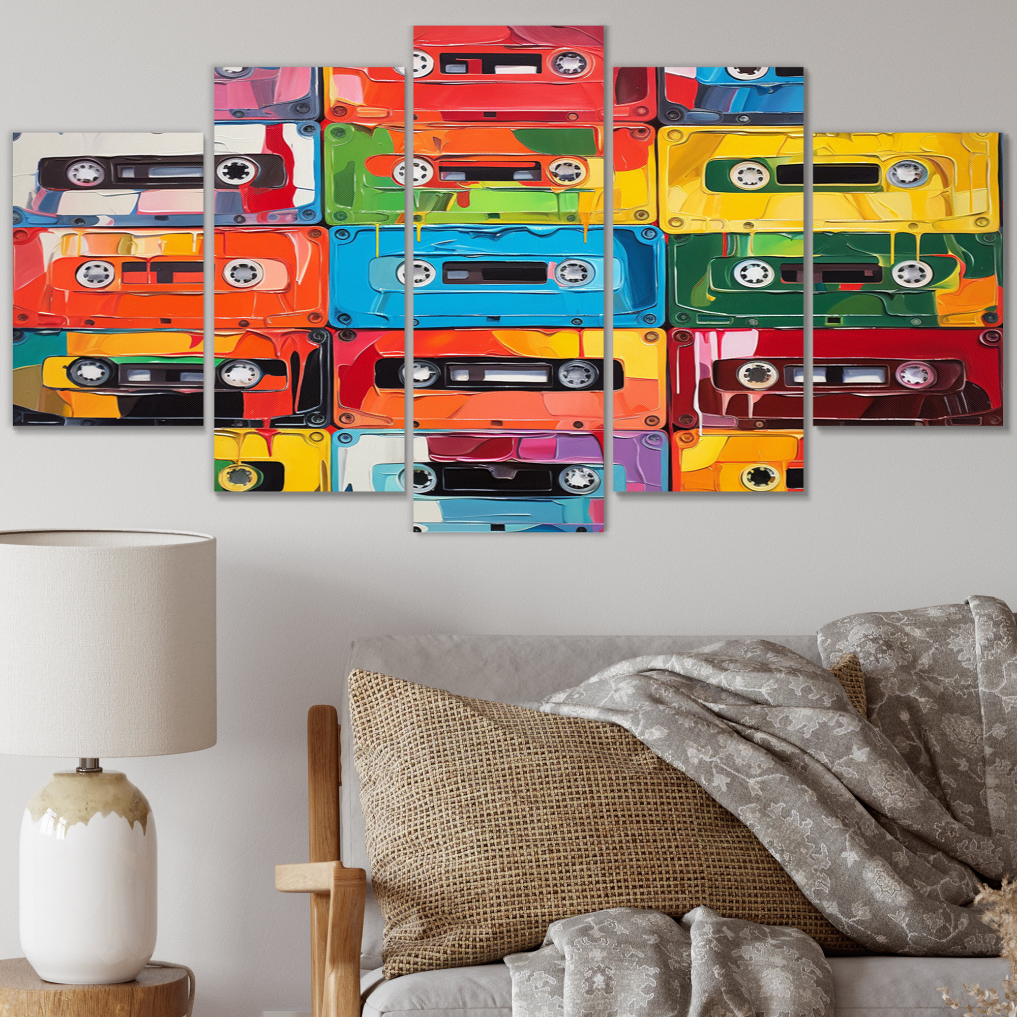 Design Art Cassette Tapes Retro Rhythms V - Music Metal Wall Art Living ...