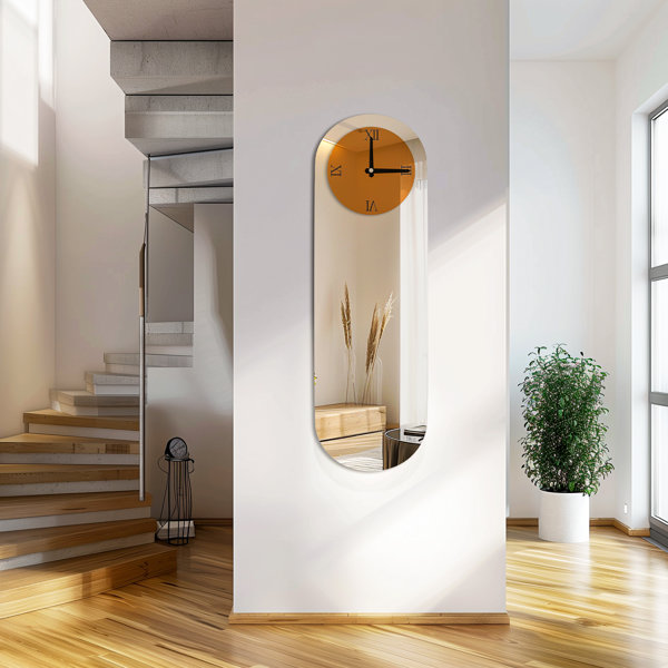 Latitude Run® Mirrored Wall Clock Long Oblong Wall Decorative Analogue ...