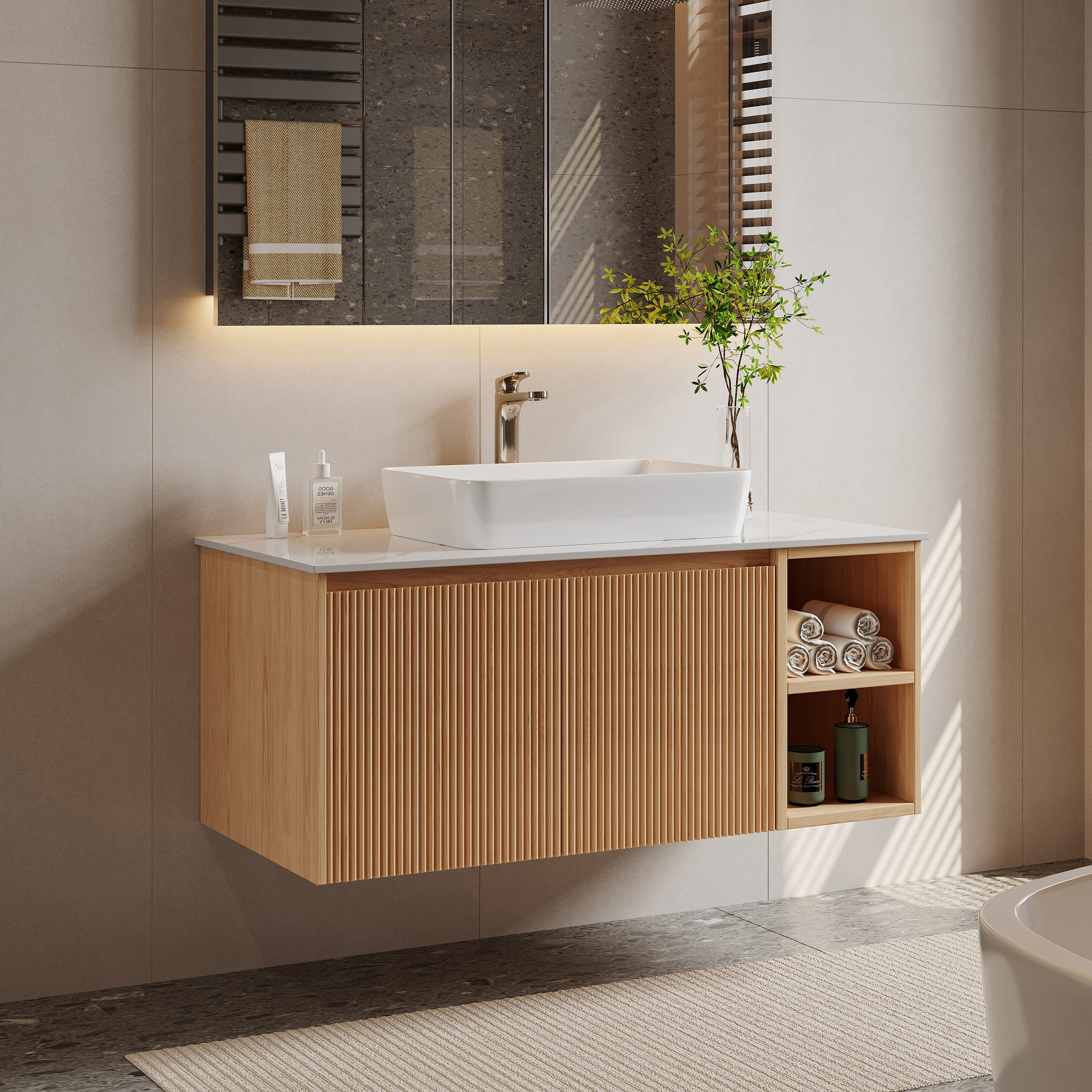 Ebern Designs Dexheart 35.8'' Brown Single Bathroom Vanity with ...