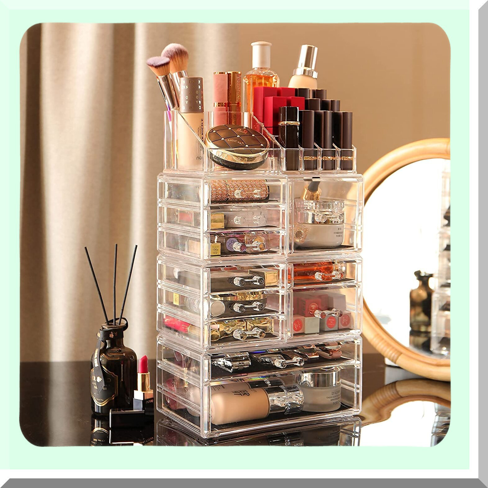 Orren Ellis Ultimate Clear Cosmetic Organizer: 11-Drawer Stackable ...