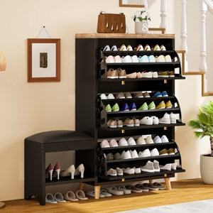 Corrigan Studio® Modern Narrow Hidden Shoe Storage Cabinet Organizer ...