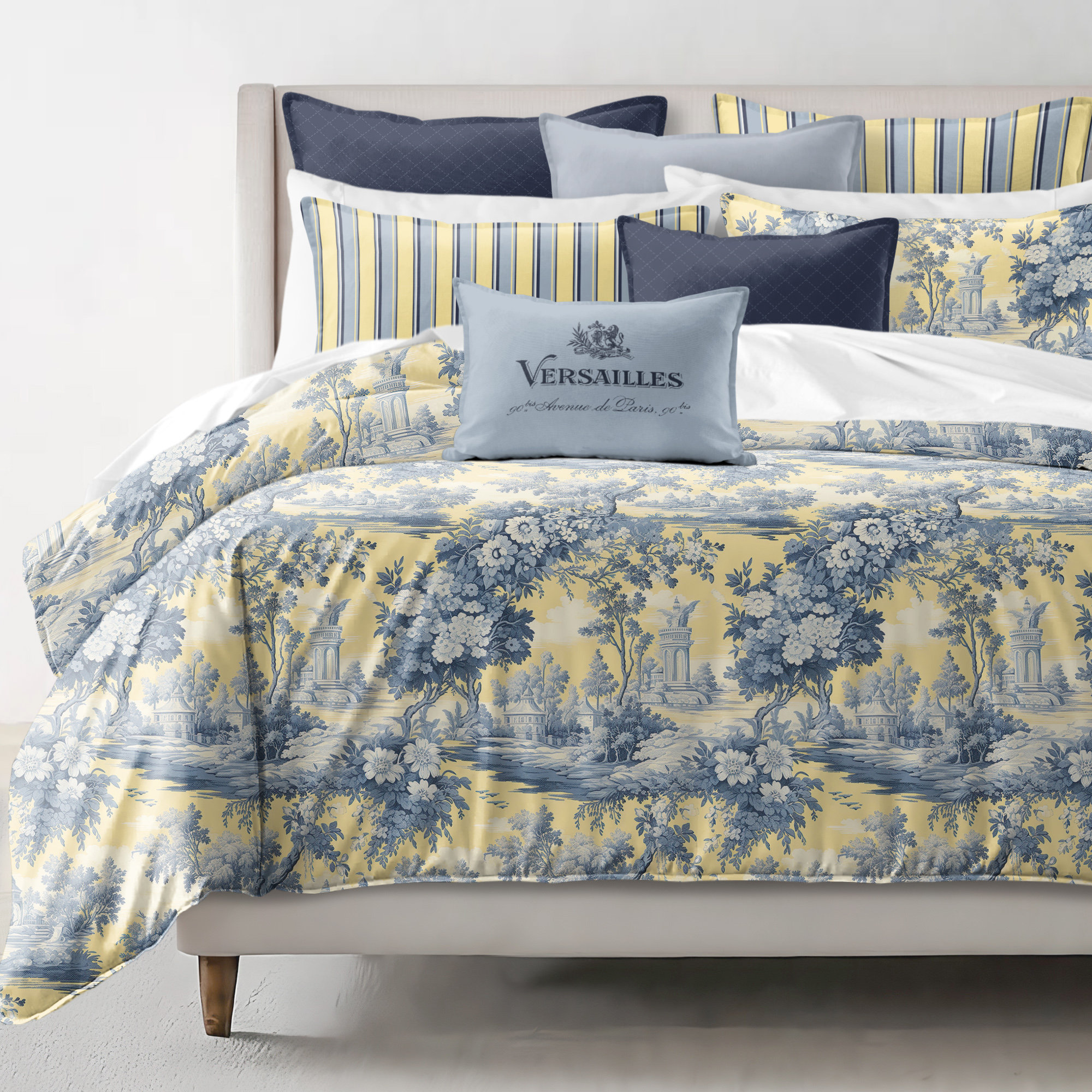 6ix Tailors Fine Linens Giverney Yellow Coverlet Set Cotton 8 Piece ...