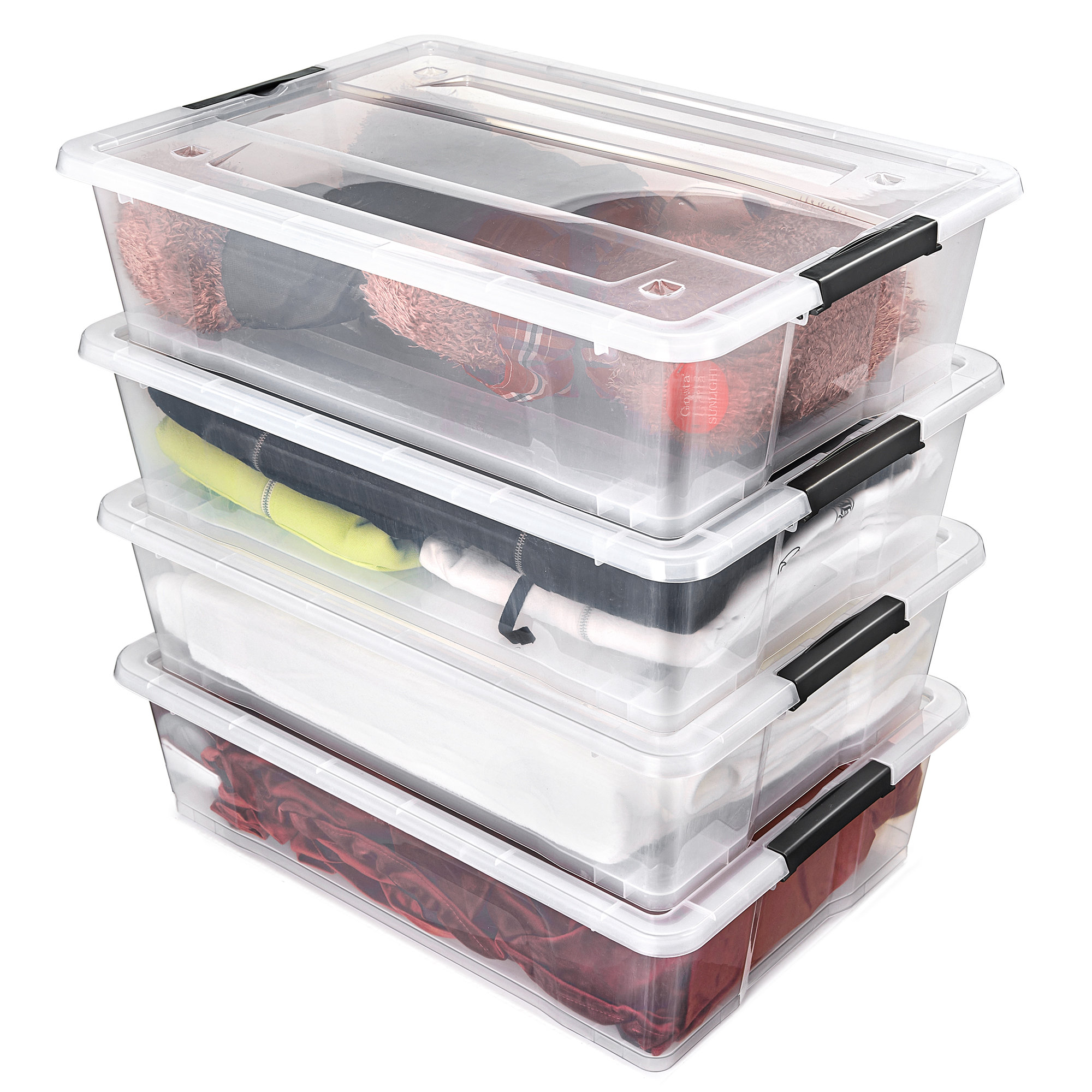Sorbus 40qt Clear Underbed Stackable Storage Bins with Lids and Handles ...