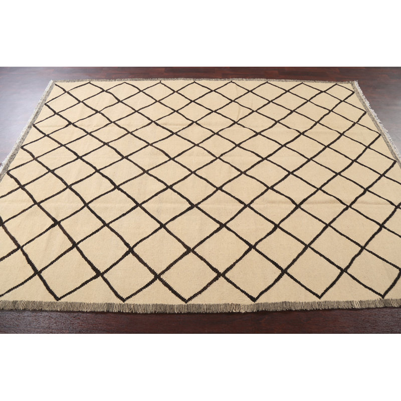 Dakota Fields Natural Dye Trellis Kilim Wool Area Rug 6x8 | Wayfair