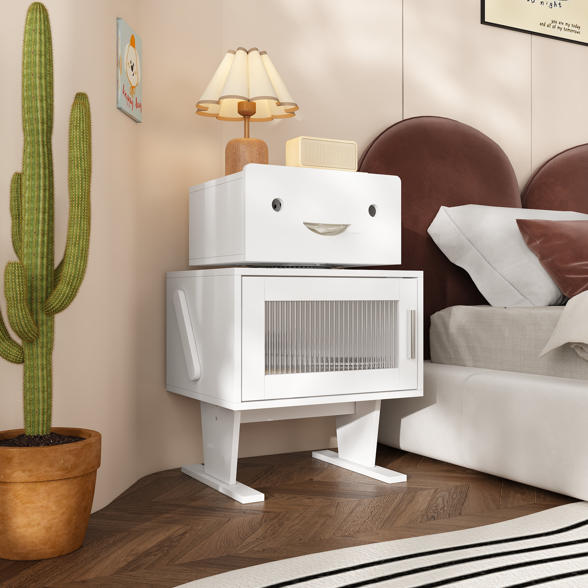 Trinx Creative Nightstand With Robot Shape And 360°Rotation - Wayfair ...