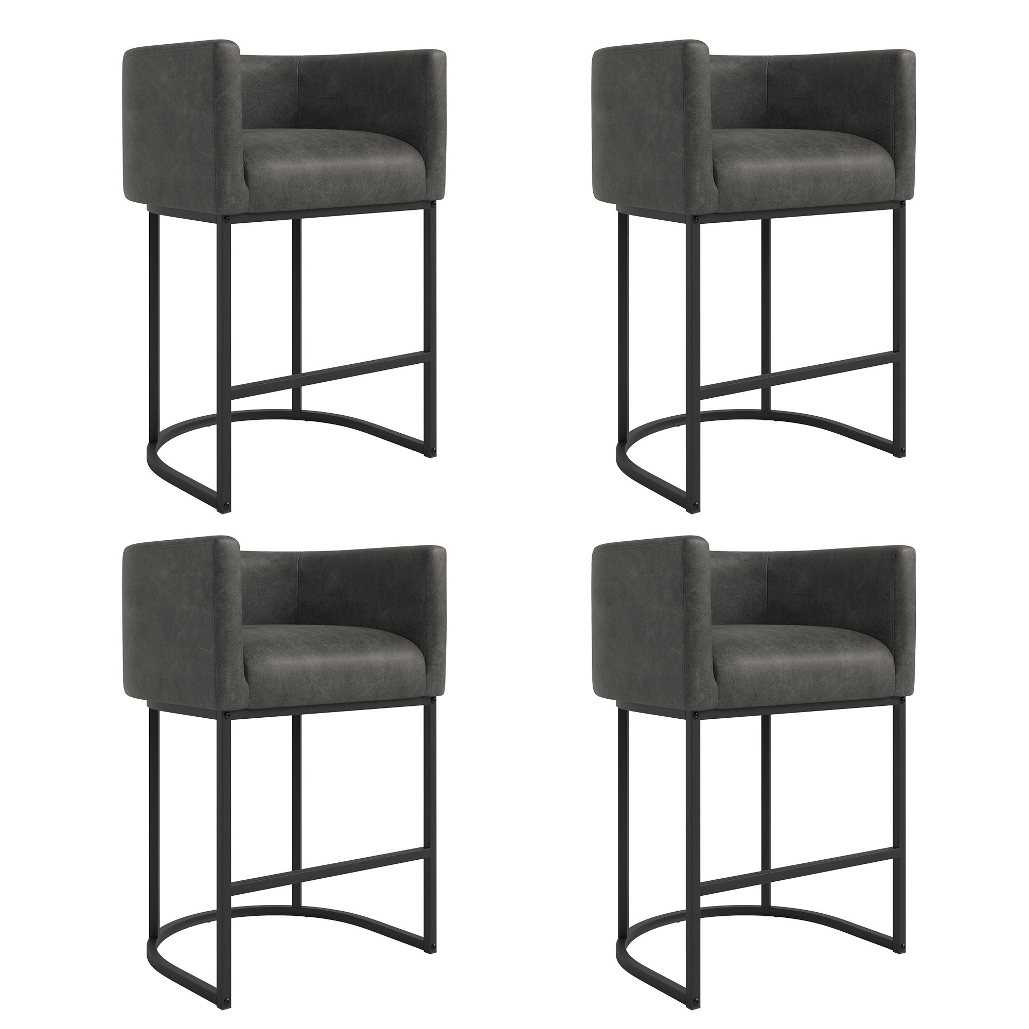 CORLEKALA 27" H Counter Height Bar Stools Set Of 4, Modern Barrel ...