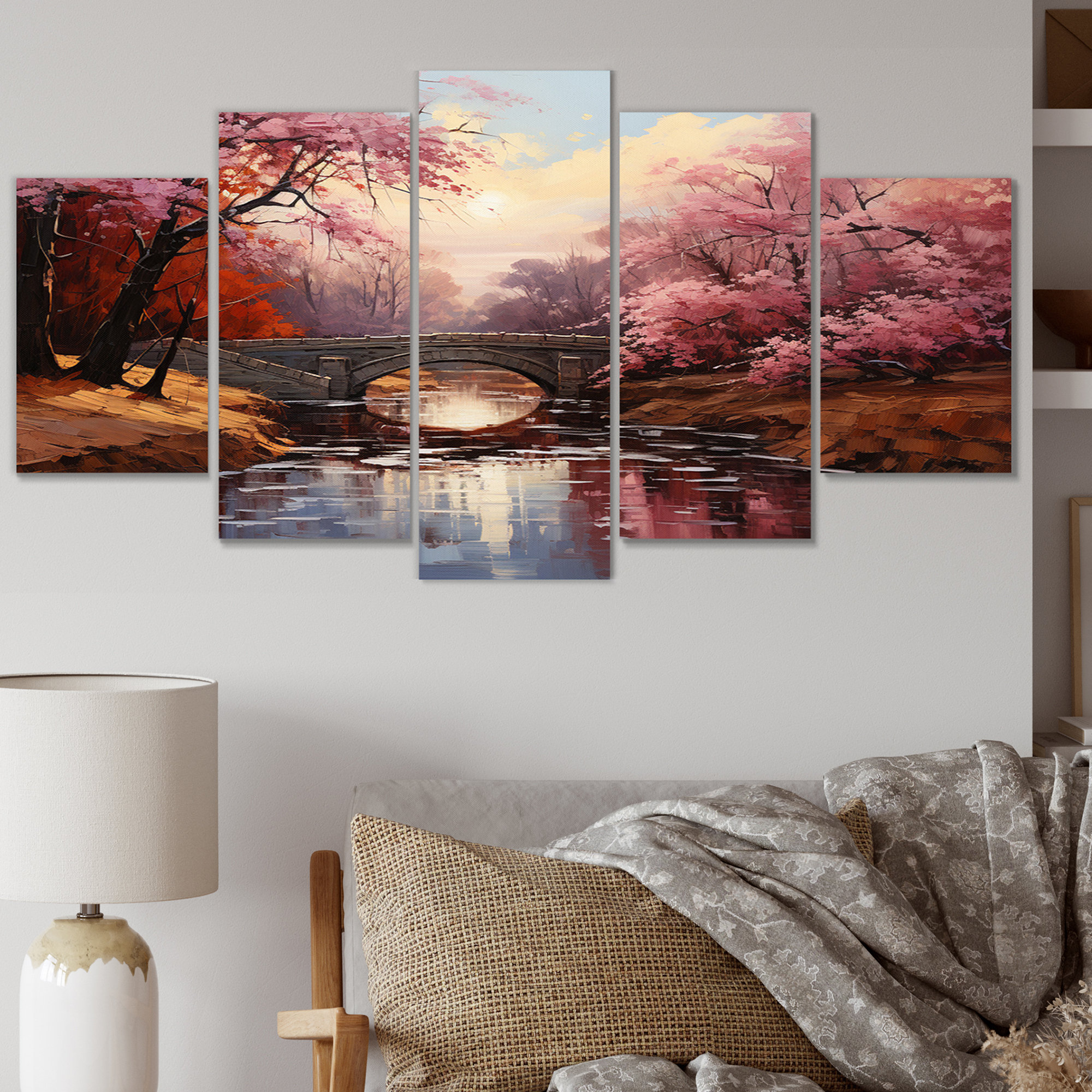 Millwood Pines Asian Art Cherry Blossom Bidge - Asian Art Wall Decor ...