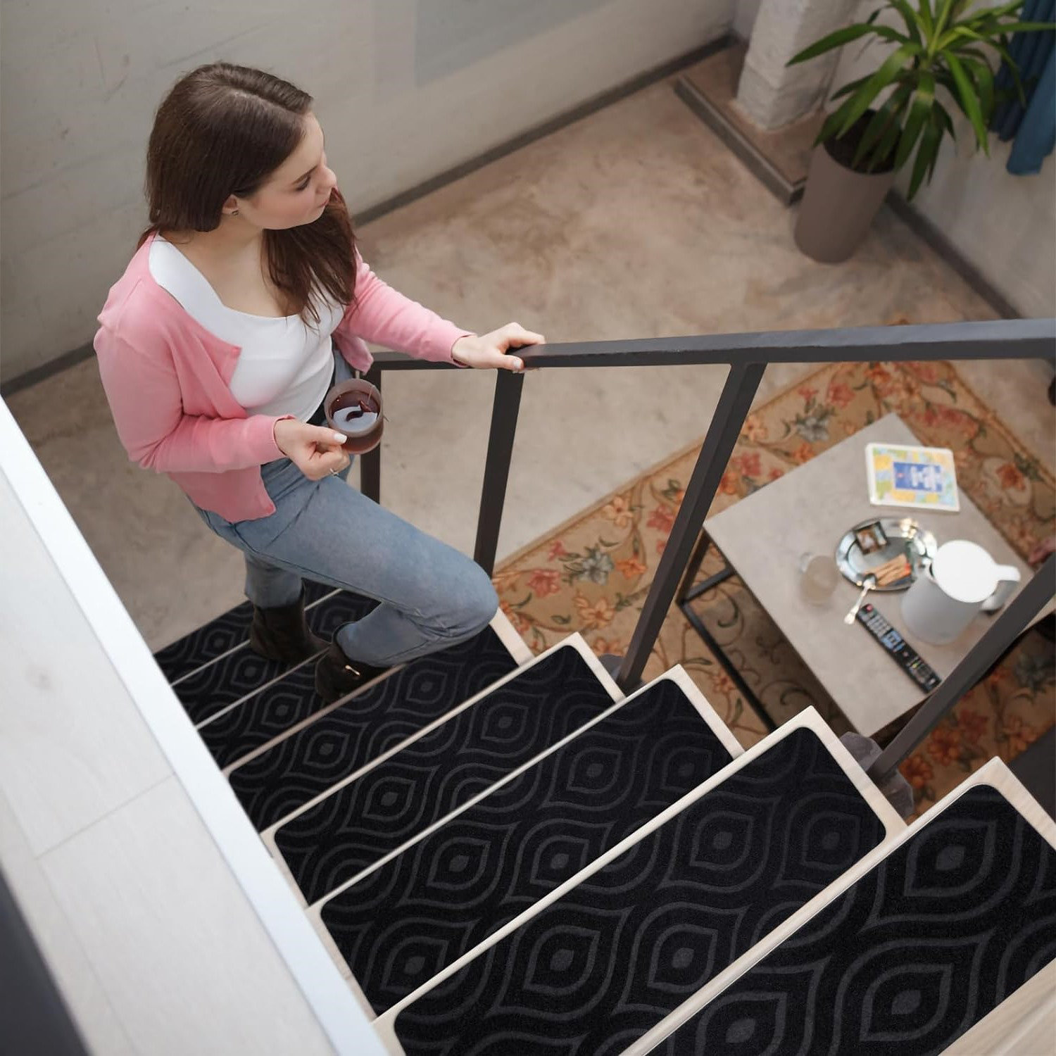 Lark Manor Stair Treads for Wooden Steps 15pcs,8x30in Carpet Stairs ...