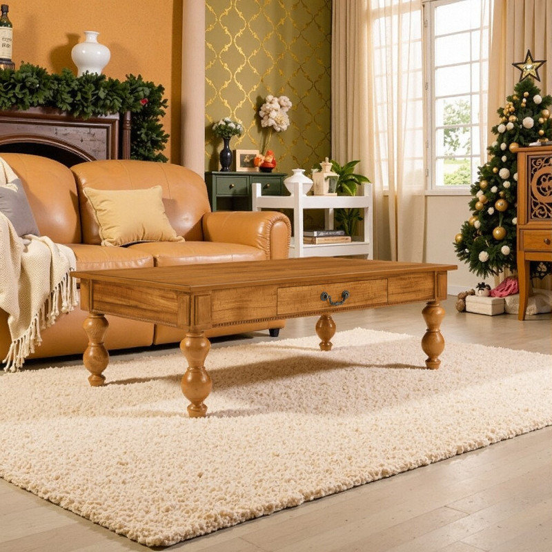 Alcott Hill® 47" Storage Coffee Table With Gourd-Shaped Solid Wood Legs ...