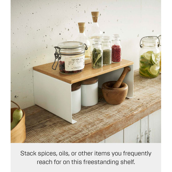 Yamazaki Home Tosca Yamazaki Home Wood-Top Stackable Kitchen Rack ...