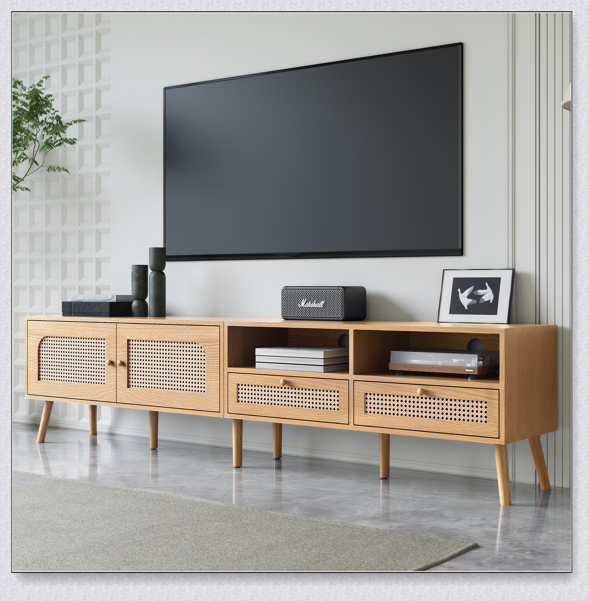 Bayou Breeze Boho TV Stand for TVs up to 85'' , Modern Farmhouse Media ...