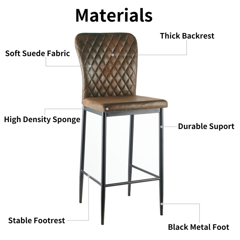 17 Stories Vintage Upholstered Suede Armless Bar Stool | Wayfair