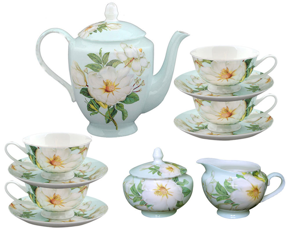 Grace's Tea Ware Bone China Magnolia 11-Piece Tea Set & Reviews | Wayfair