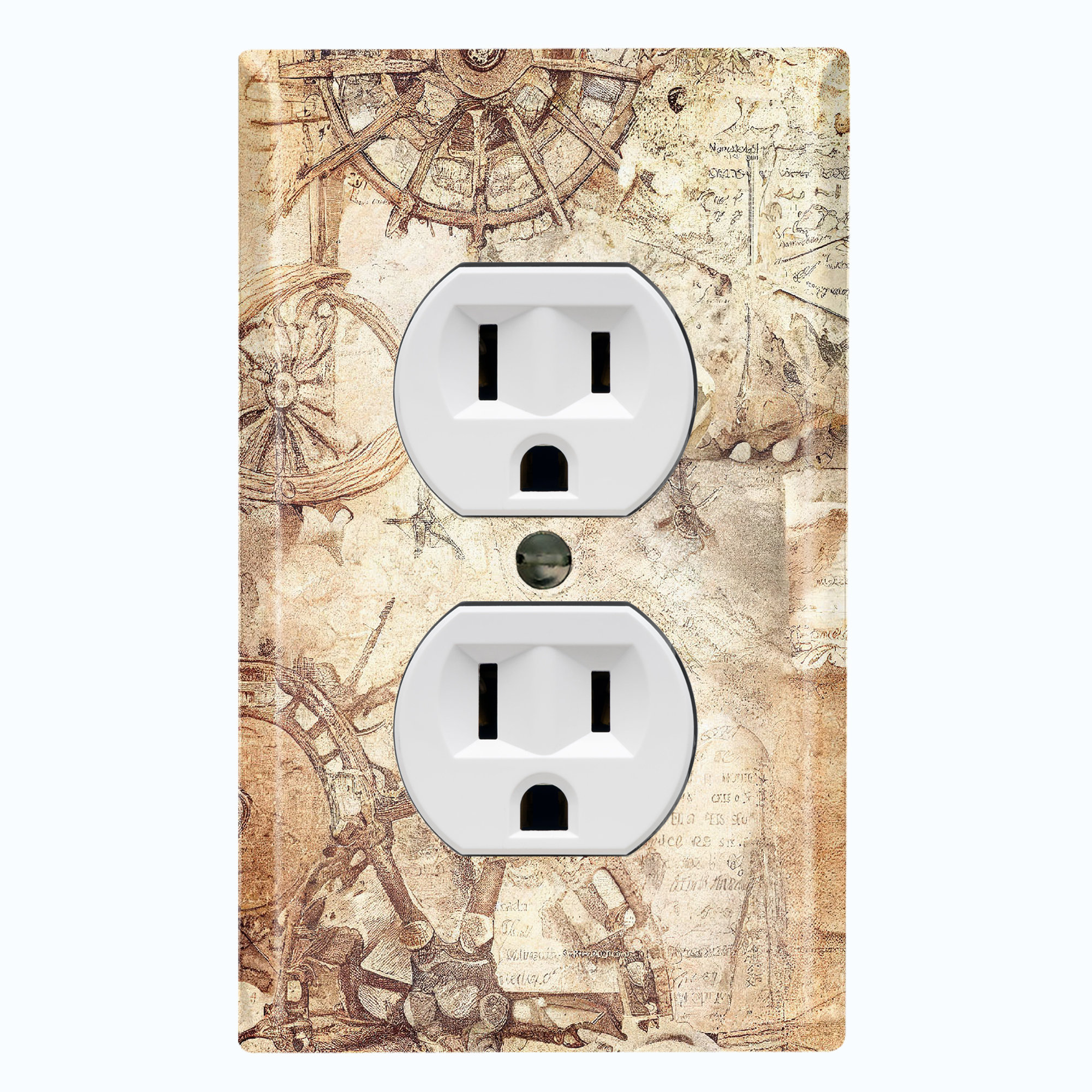 WorldAcc Metal Light Switch Plate Outlet Cover (Ship Travel Wheel Biege ...