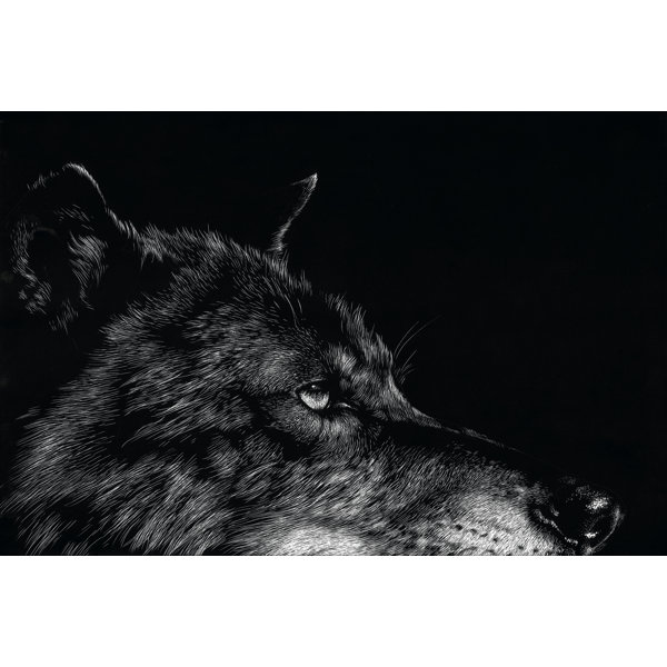 Union Rustic Scratchboard Wolf I by Julie T. Chapman - Wrapped Canvas ...