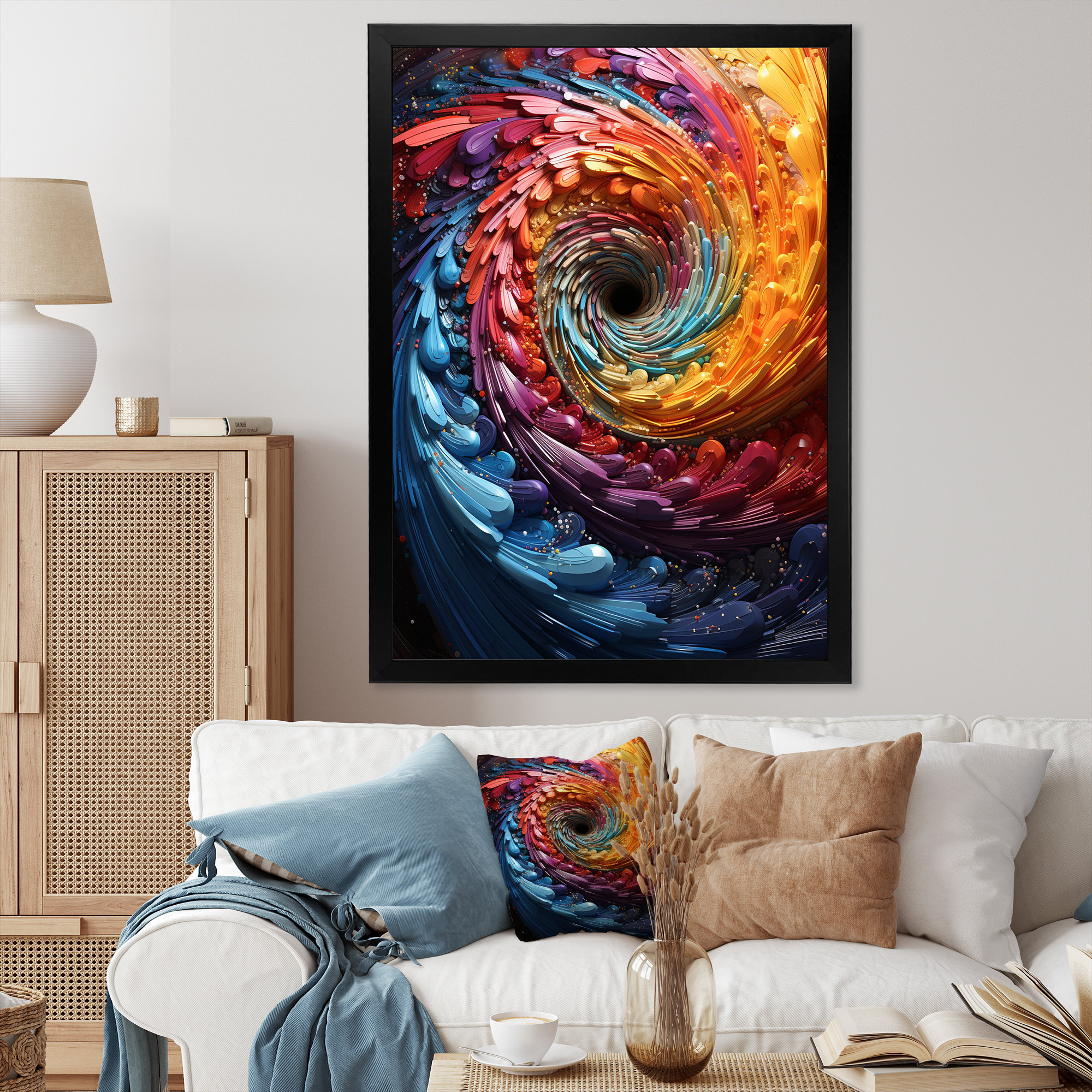 Ivy Bronx Rainbow Abstract Swirl Typhoon - Abstract Wall Art Print ...