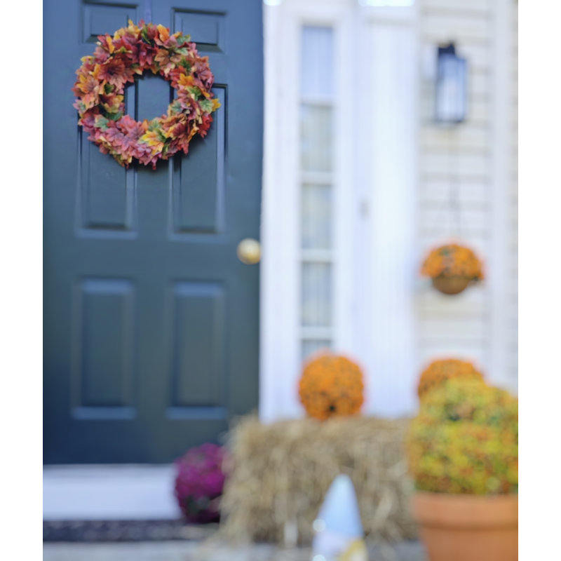 Primrue Plastic Maple Leaf Wreath With Uv Protection, 20" | Wayfair