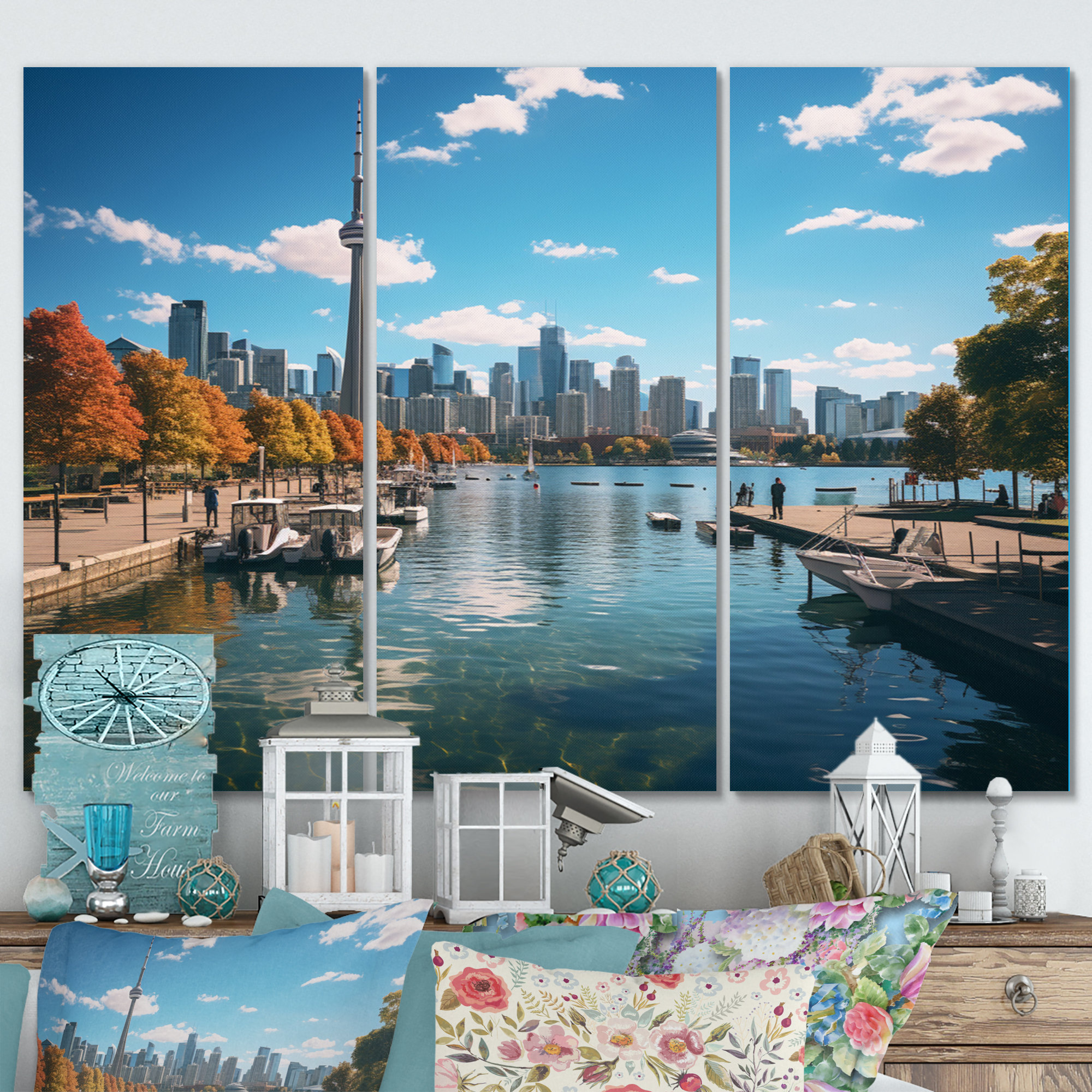 Ebern Designs Cityscape Of Toronto During The Day On Canvas 3 Pieces ...