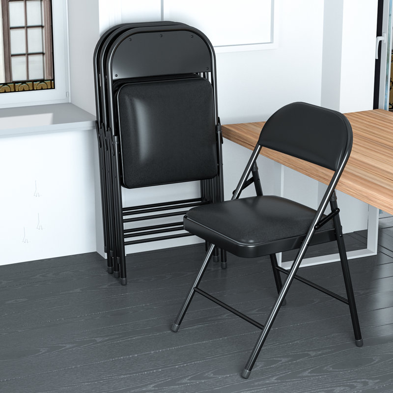 Latitude Run® 30'' Vinyl Padded Folding Chair Upholstered Stackable ...