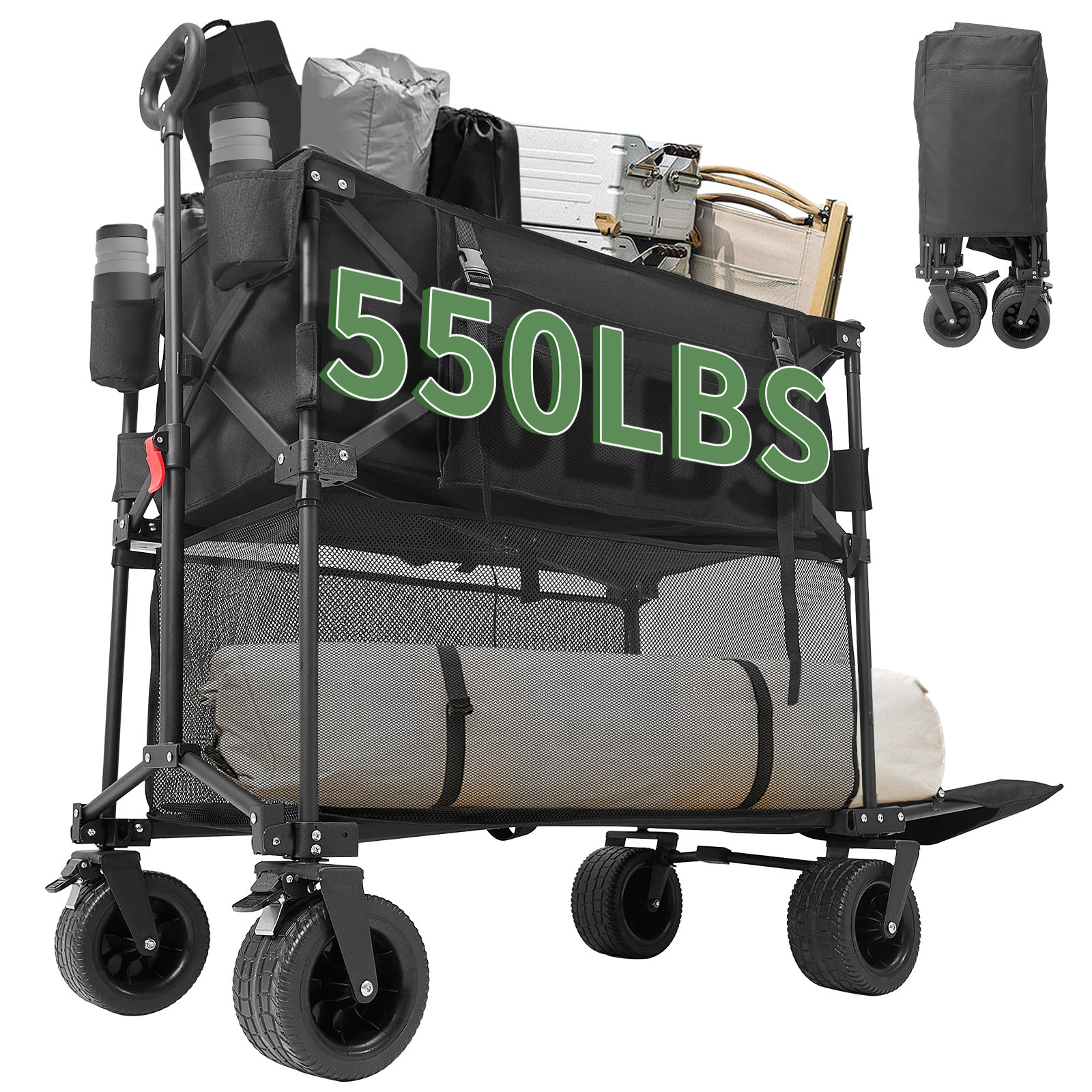 JTANGL Collapsible Double Decker Wagon, 54In Extended Utility Folding ...