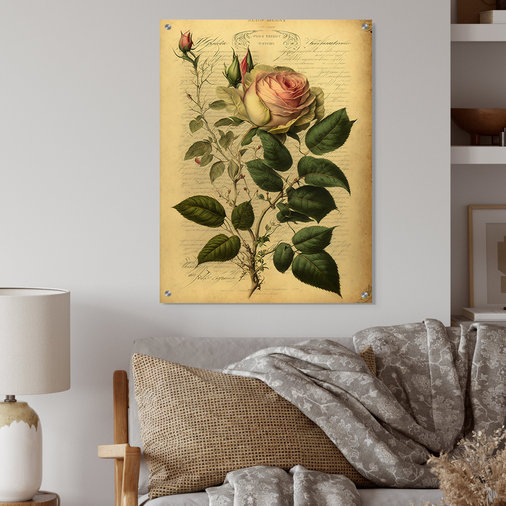 Astoria Grand Victorian Retro Pink Rose V - Rose Acrylic Wall Art | Wayfair