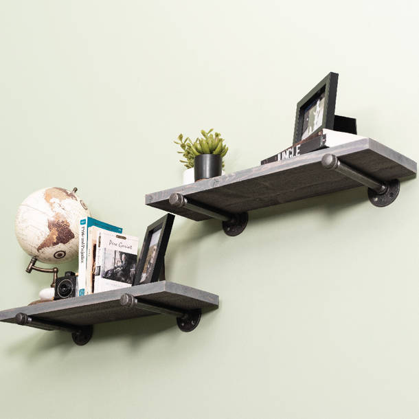 Williston Forge Hazle Solid Wood 24 inch Floating Shelf with Straight ...