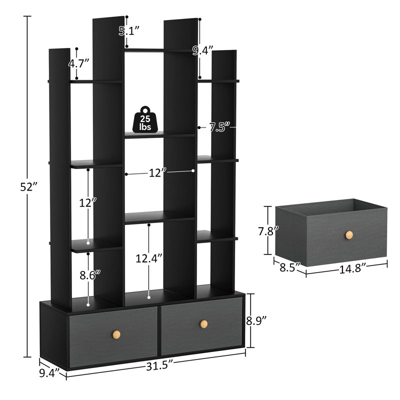 Ebern Designs Geometric Storage Bookcase With 2 Drawers | Wayfair