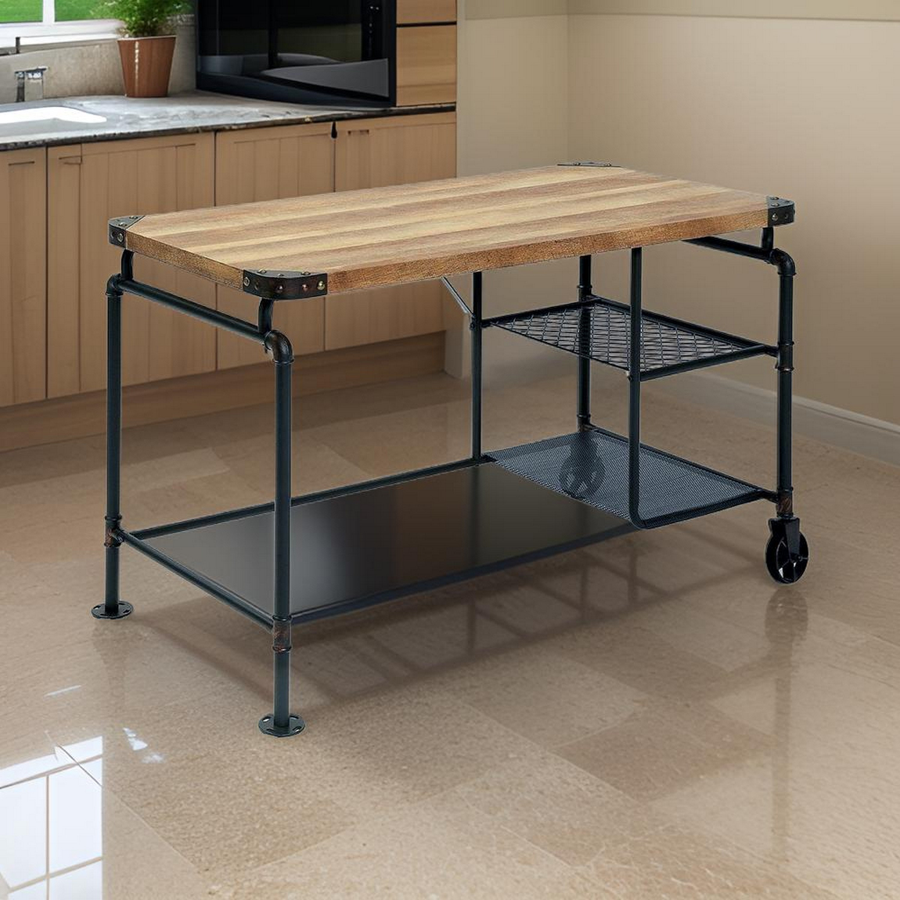 Williston Forge 47 Inch Writing Desk, Industrial Caster Wheel, Black ...