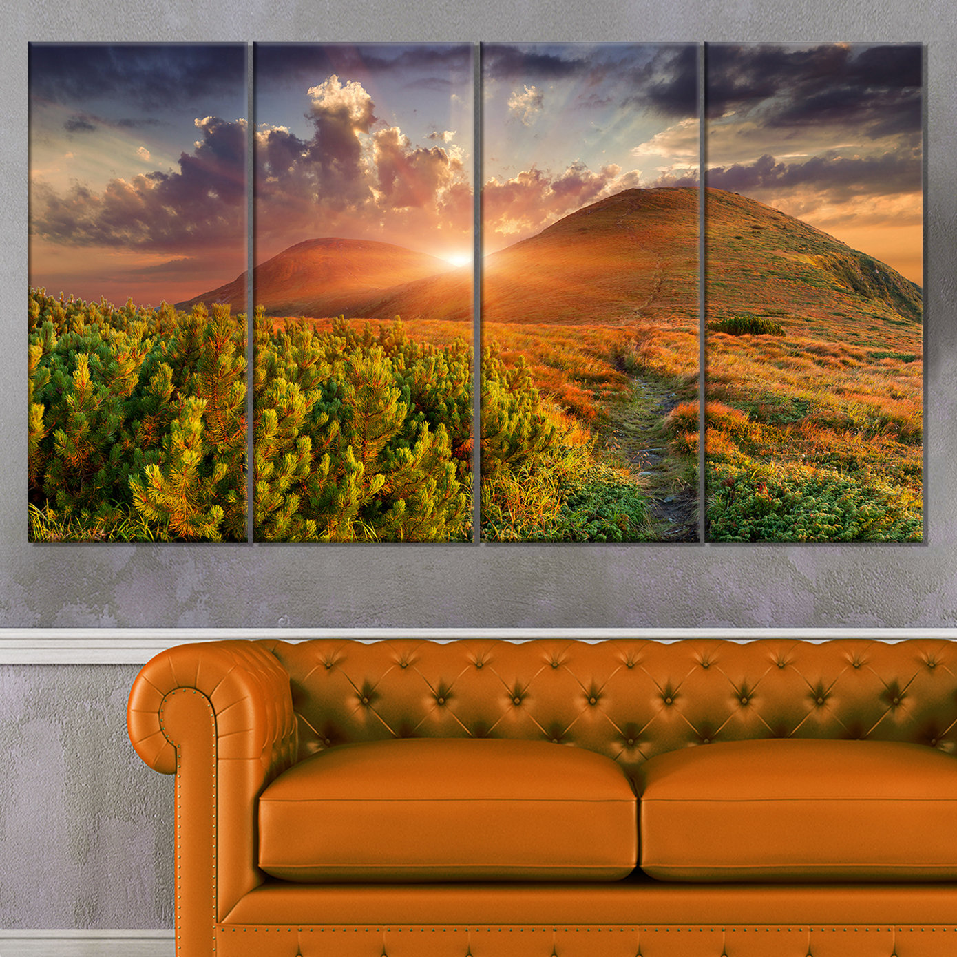 Design Art 'Colorful Fall Landscape in Mountains' 4 Piece Photographic ...