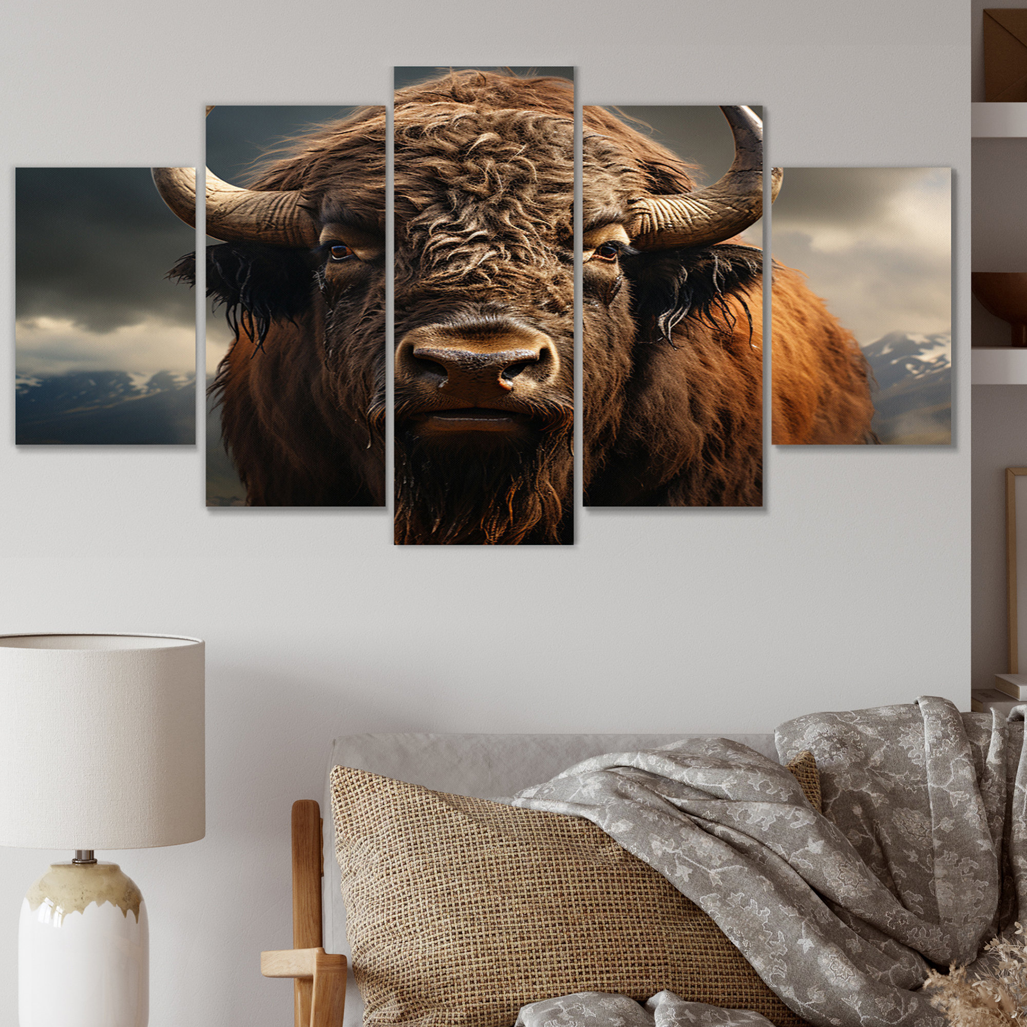 DesignArt " Buffalo Portrait " 5 - Pieces | Wayfair