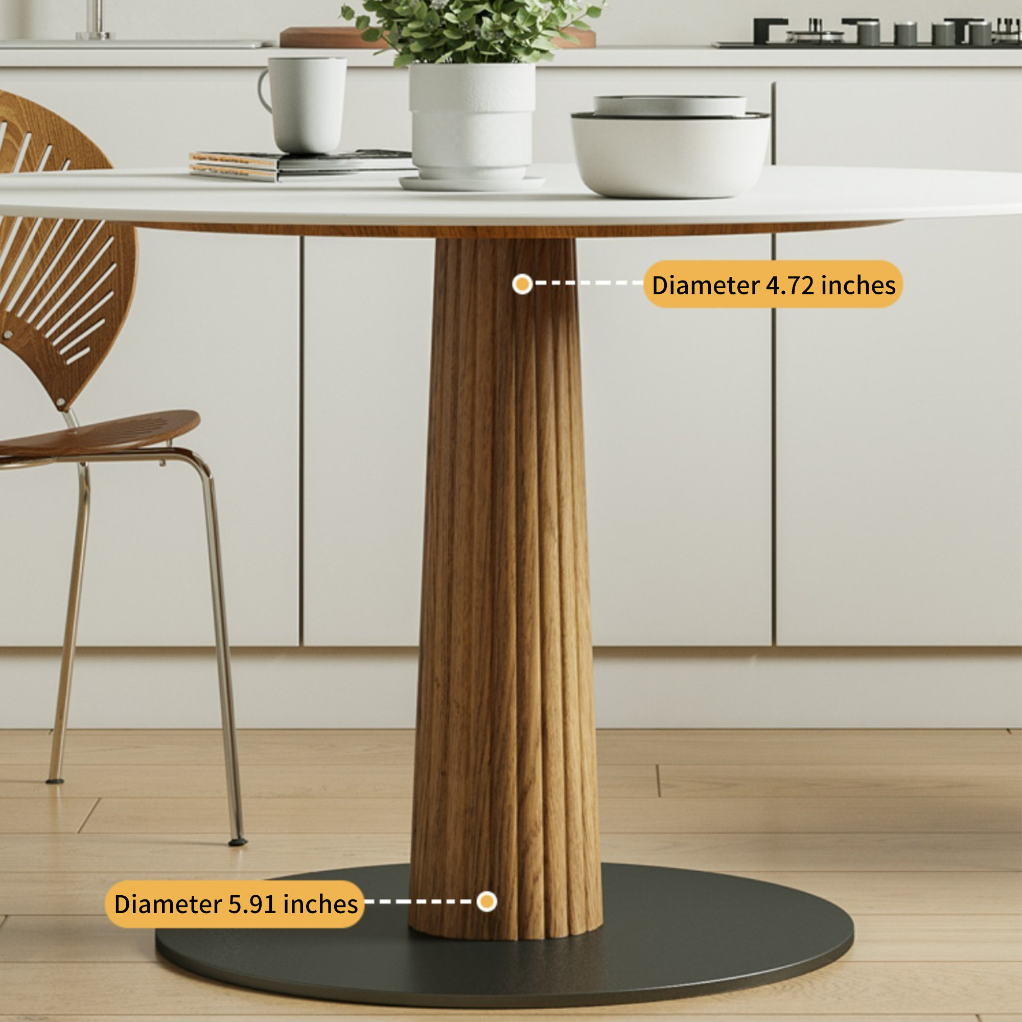 Dining Elegance Small-Space Minimalist Round Dining Table Round 47.24 ...